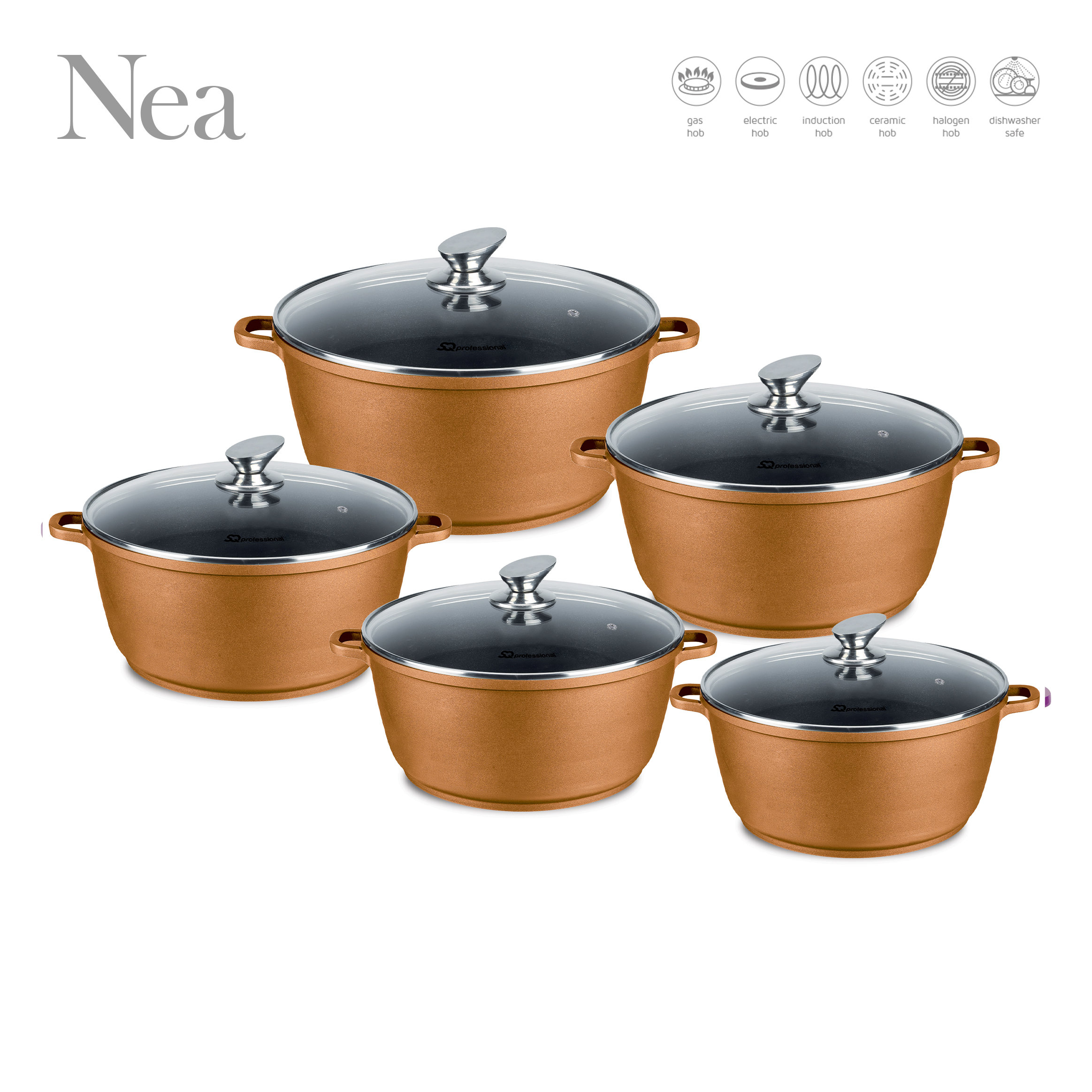 SQ Professional Nea 5 Pieces Aluminium Non-Stick Cookware Set with ...