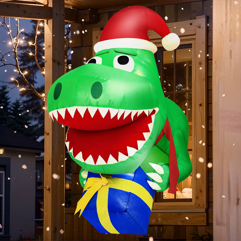 The Holiday Aisle® Christmas Santa Dinosaur Inflatable | Wayfair