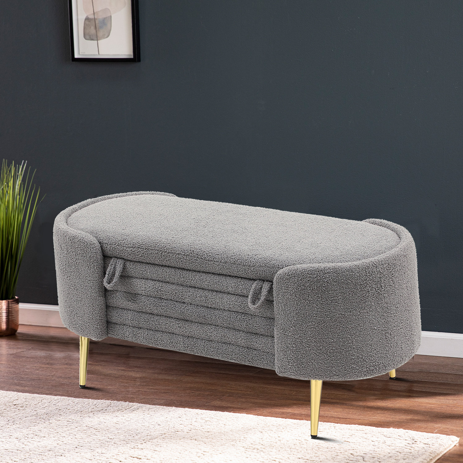 Mercer41 Royzell Polyester Blend Upholstered Storage Bench | Wayfair