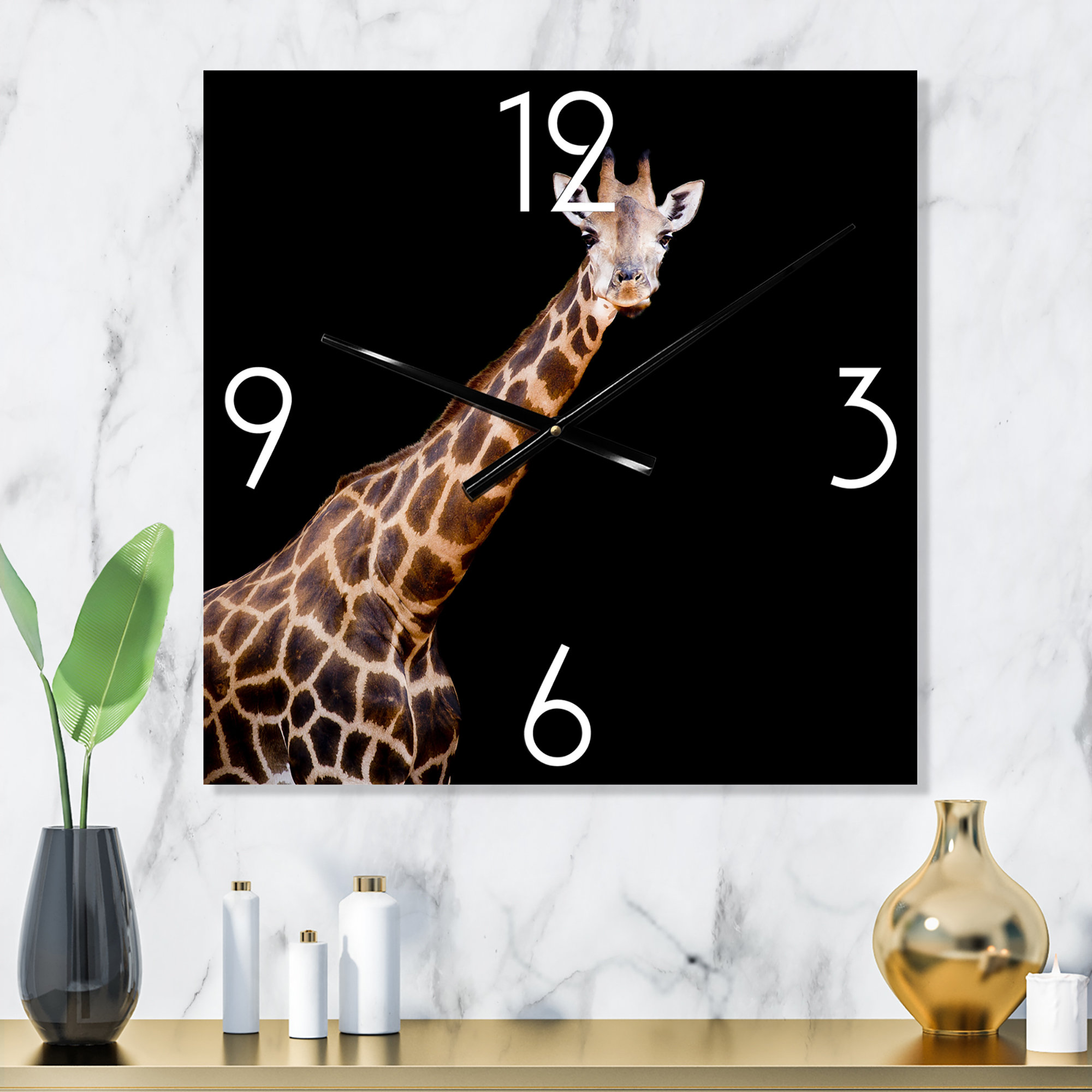 East Urban Home Portrait of A Giraffe VII - Farmhouse Wall Clock | Wayfair