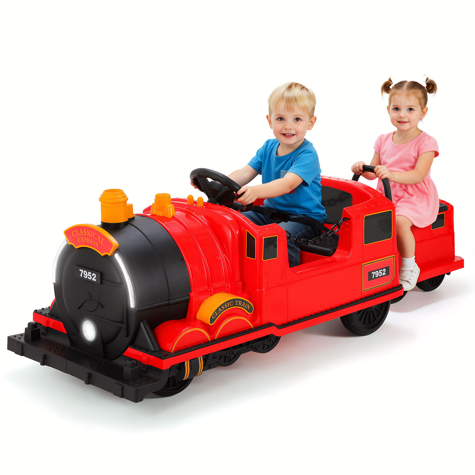 Pirecart Ride On Train Trackless, 12v Kids Battery Powered Electric ...
