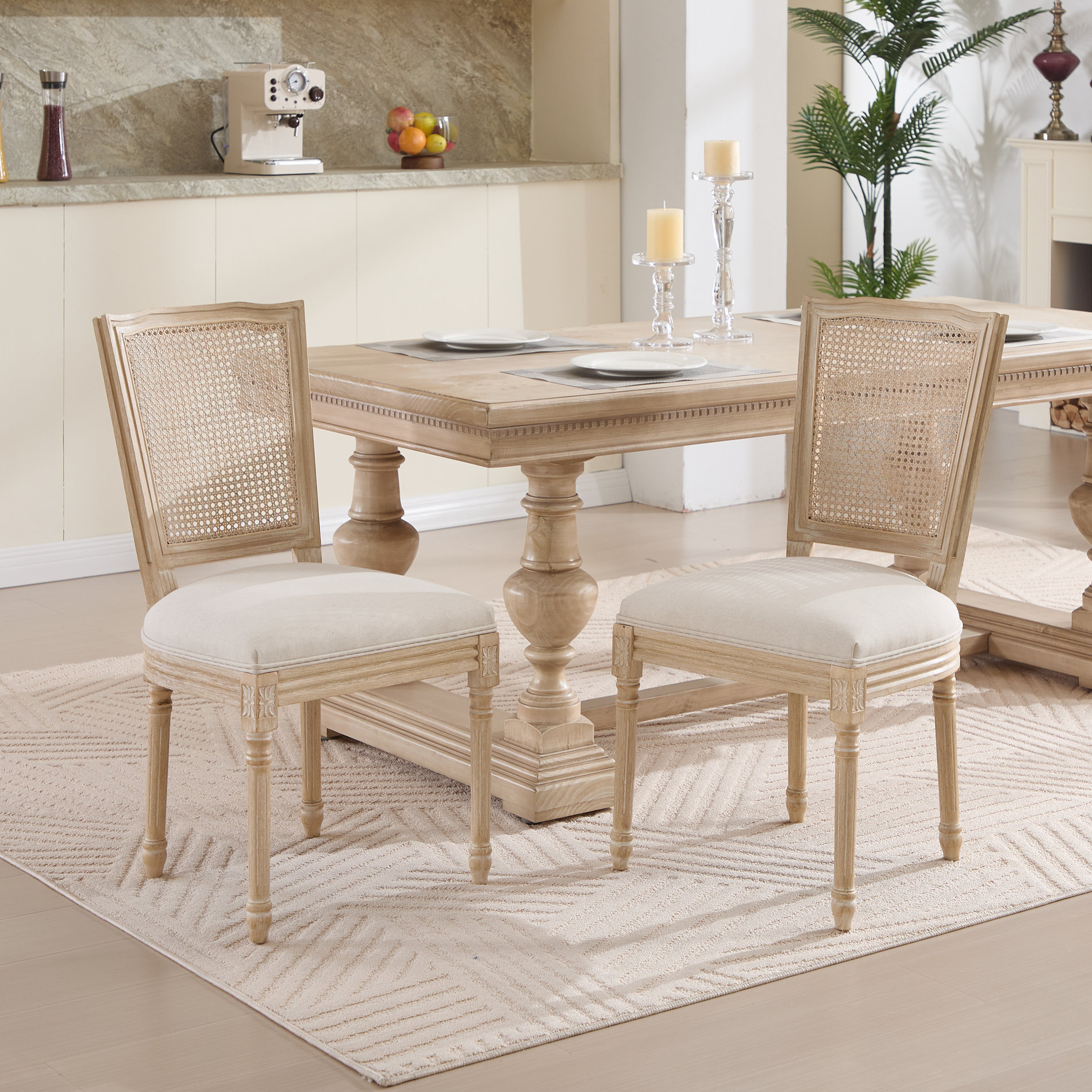 One Allium Way French Country Dining Chairs Set Of 2, Upholstered ...