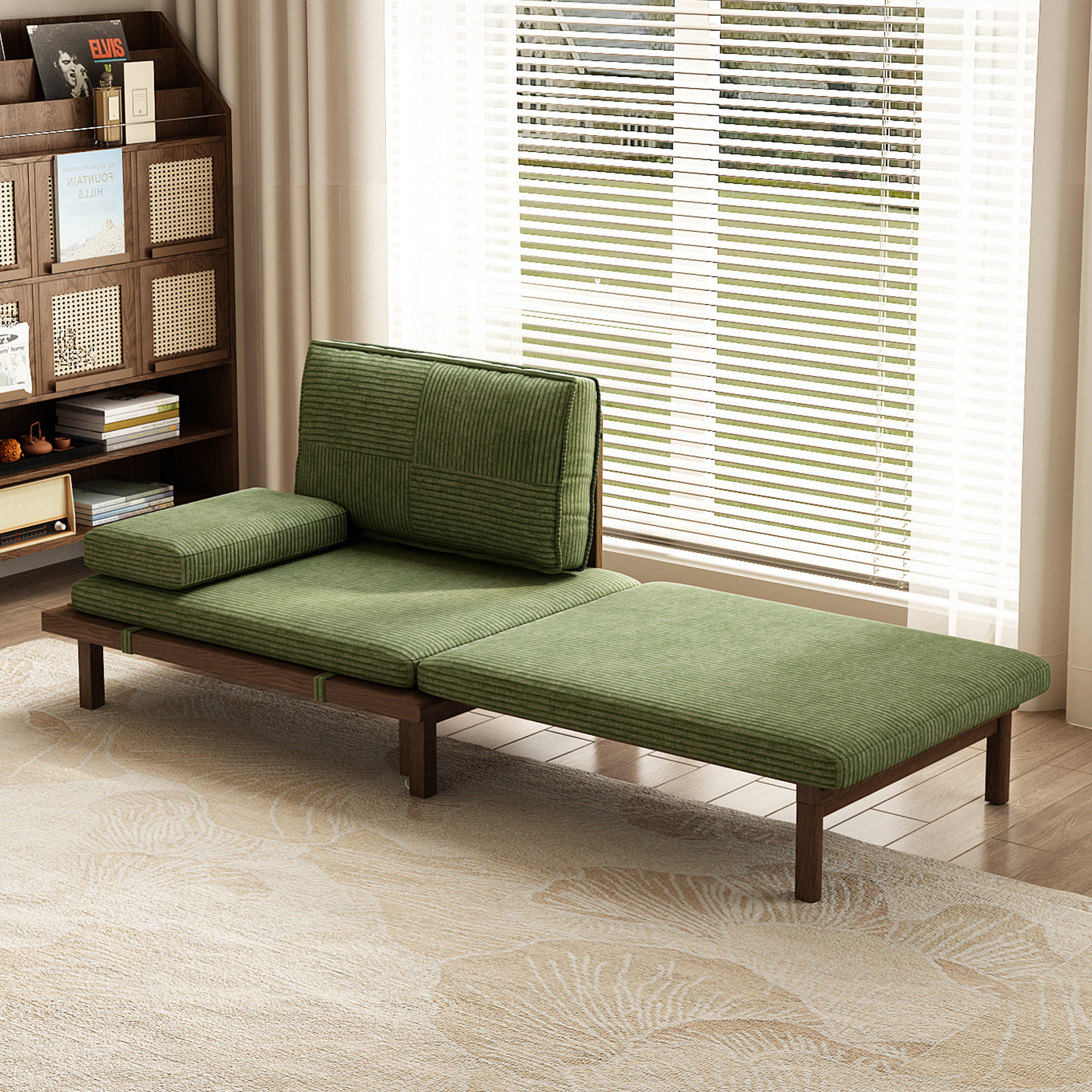 Latitude Run® Upholstered Sleeper Sofa, Natural Ash Wood Frame ...