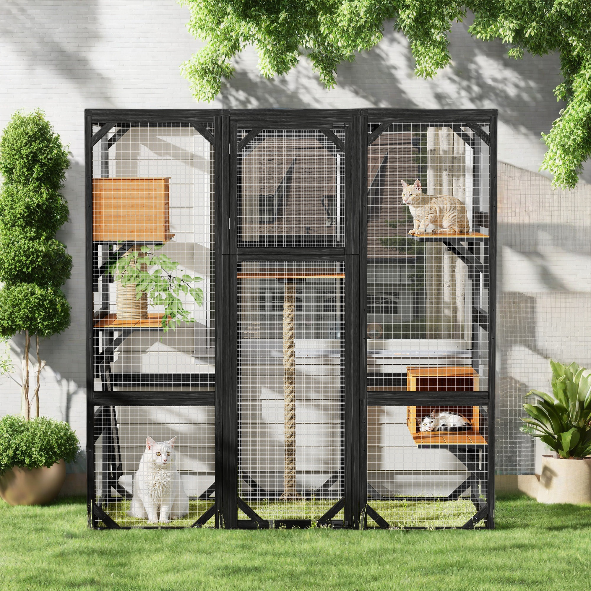 Tucker Murphy Pet™ Outdoor Cat House With Double Enter Doors, Three ...