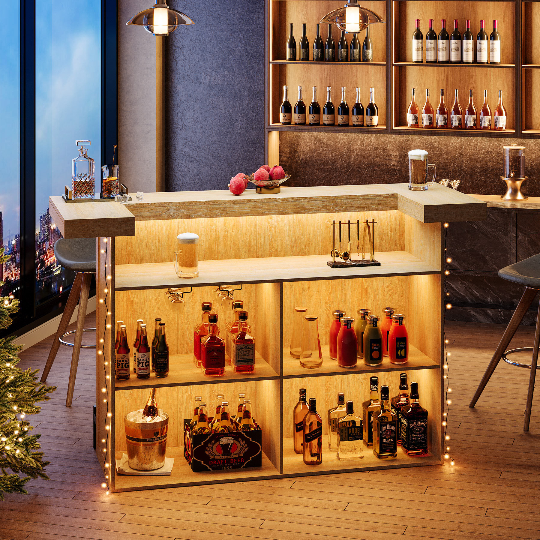 Ebern Designs 70.9 Inch 4-Tier Bar Cabinet,Home Bar & Reviews | Wayfair