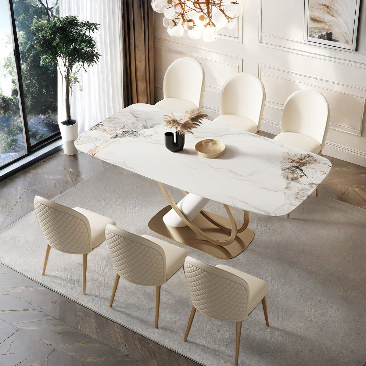 Everly Quinn Modern White Sintered Stone Dining Table Sets - Wayfair Canada