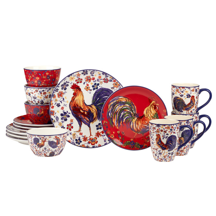 Certified International Morning Rooster 16pc Dinnerware Set Service for ...