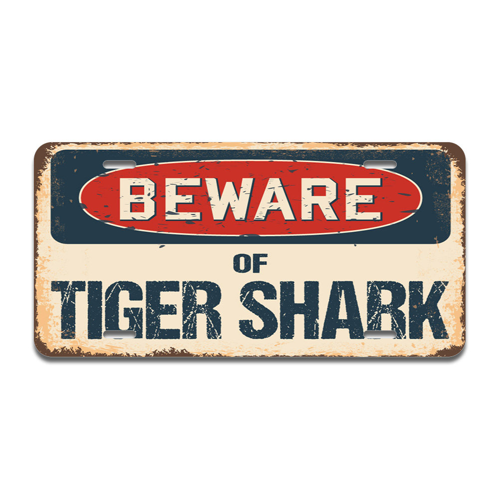 SignMission Beware of Tiger Shark Aluminum Plate Frame | Wayfair