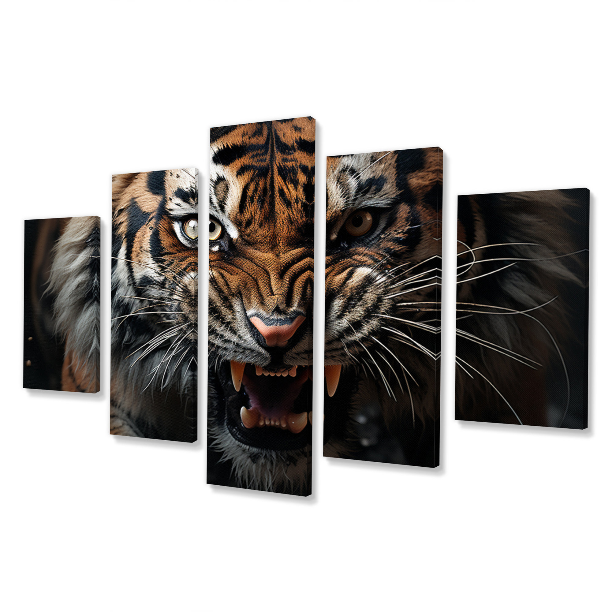 Latitude Run® 'Brown Fierce Tiger Portrait I - Animals Canvas Wall Art ...