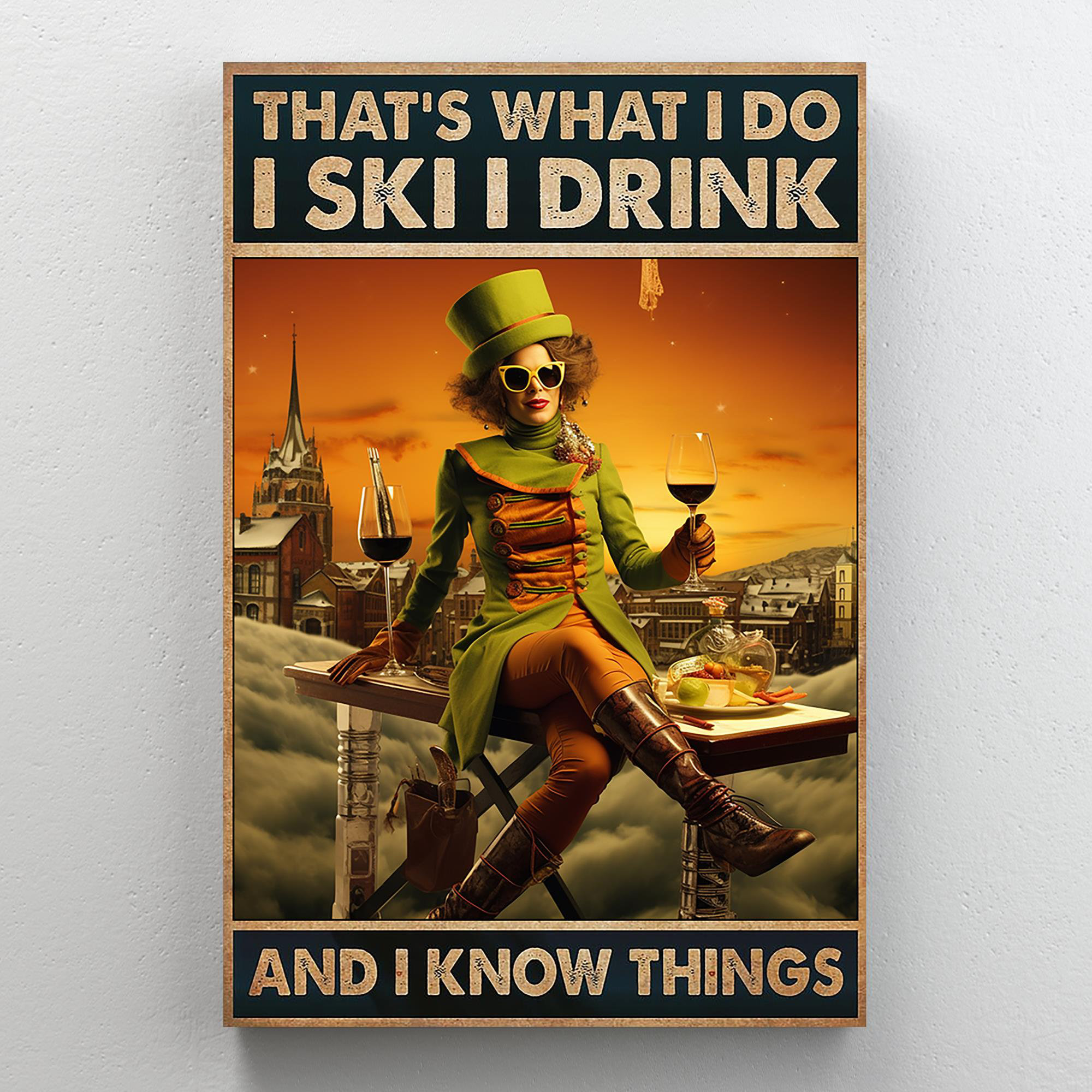Trinx Ithzel Woman I Ski I Drink On Canvas Graphic Art | Wayfair