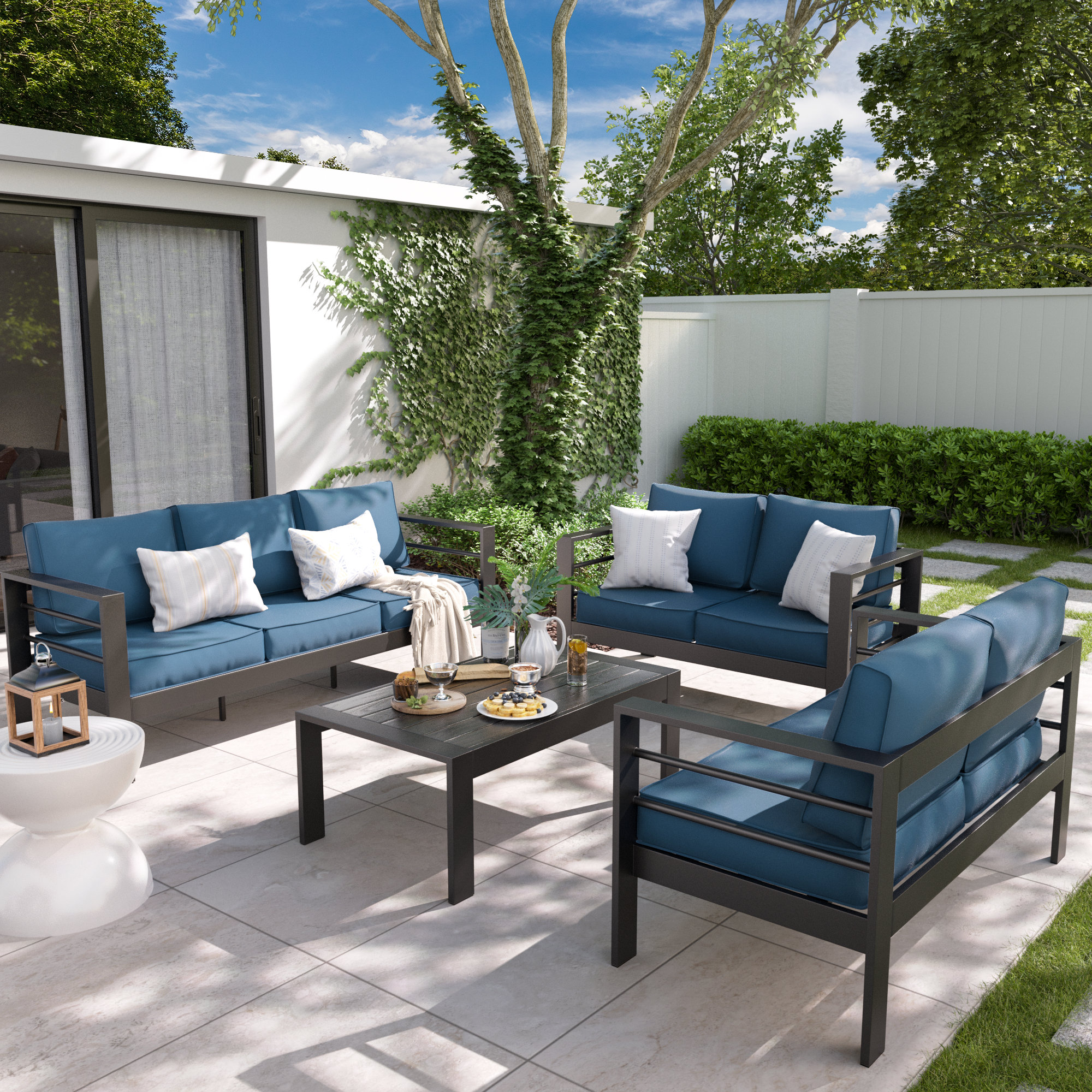 Latitude Run® Kassidee 4 Piece Sofa Seating Group with Cushions ...