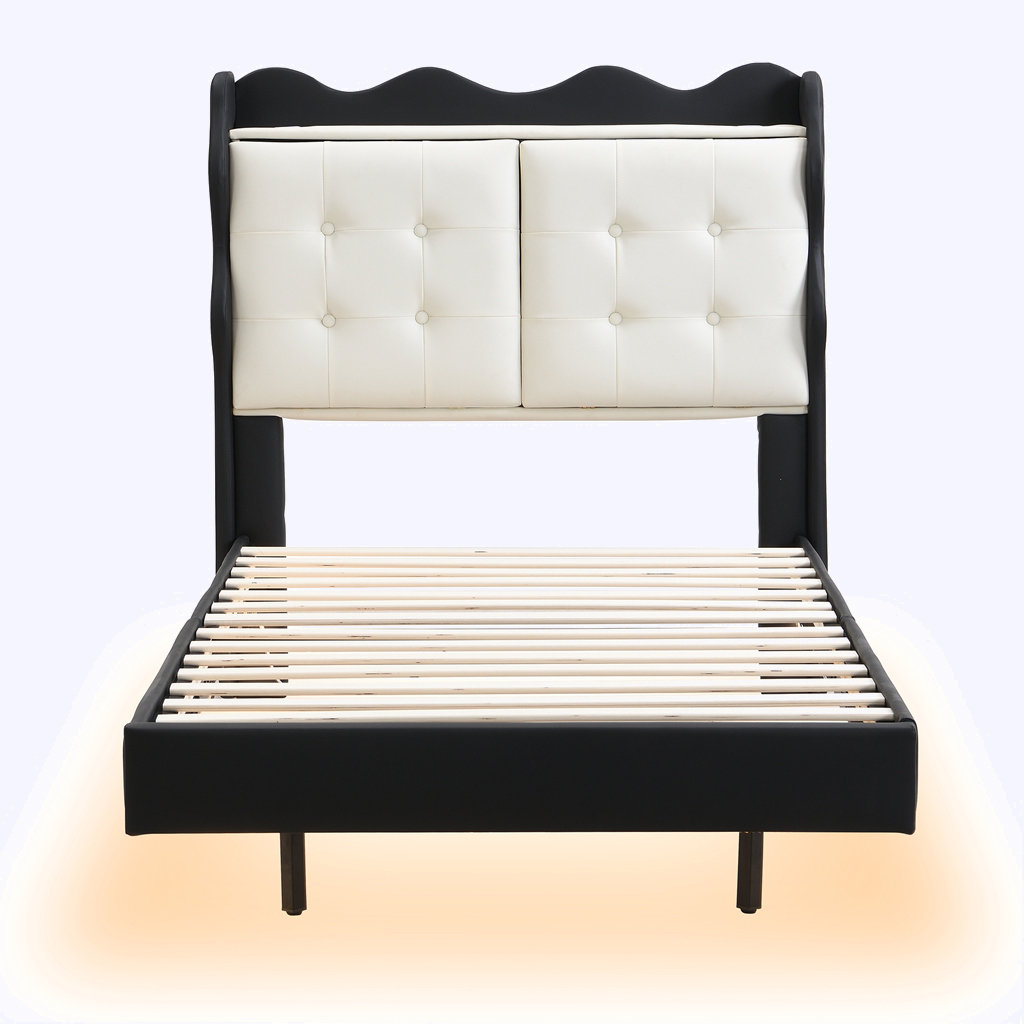 Brayden Studio® Upholstery Platform Bed Frame with LED Light Strips ...