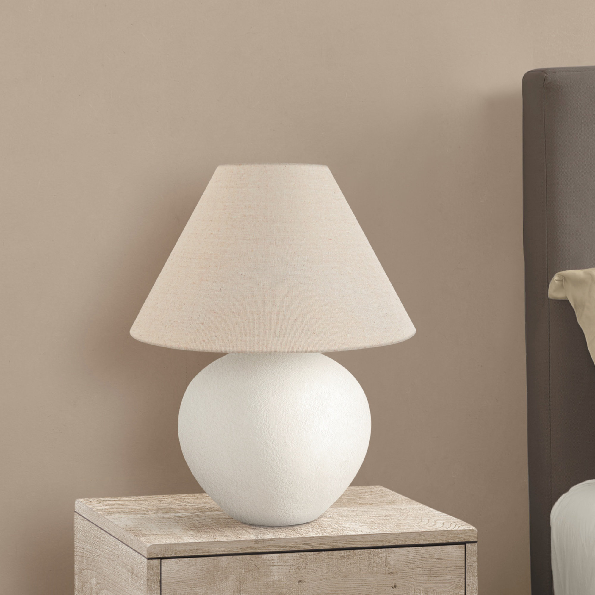 Latitude Run® 16"H, Table Lamp, Cream Shade, Cream Ceramic ...