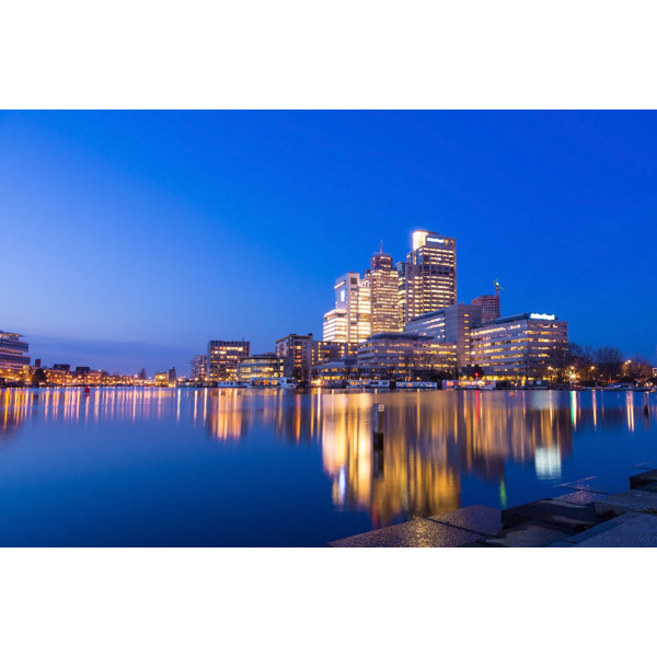 Ebern Designs Zelphia Amsterdam Night Skyline On Canvas Photograph ...