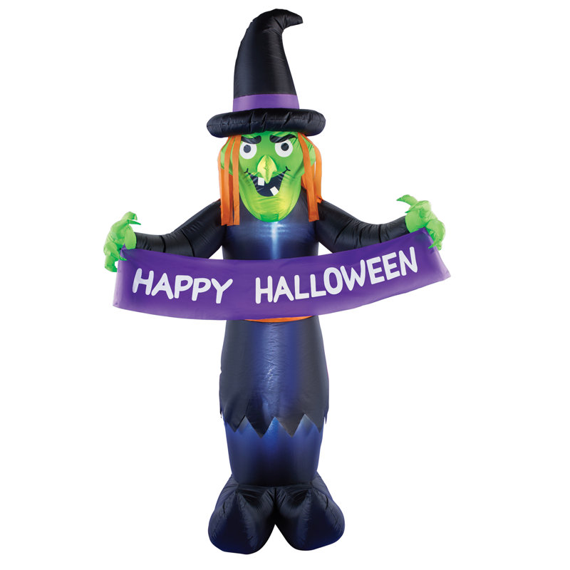 The Holiday Aisle® Happy Halloween 6-Ft Witch Halloween Outdoor ...