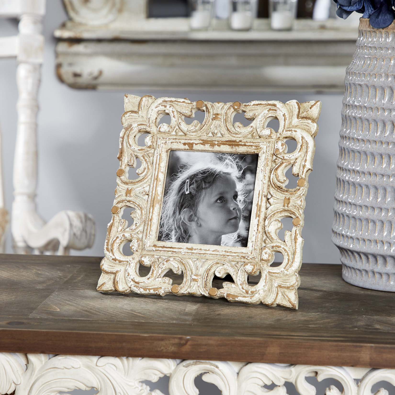 Kelly Clarkson Home Joelle 4" x 4" Single Picture Frame in Cream/Brown ...