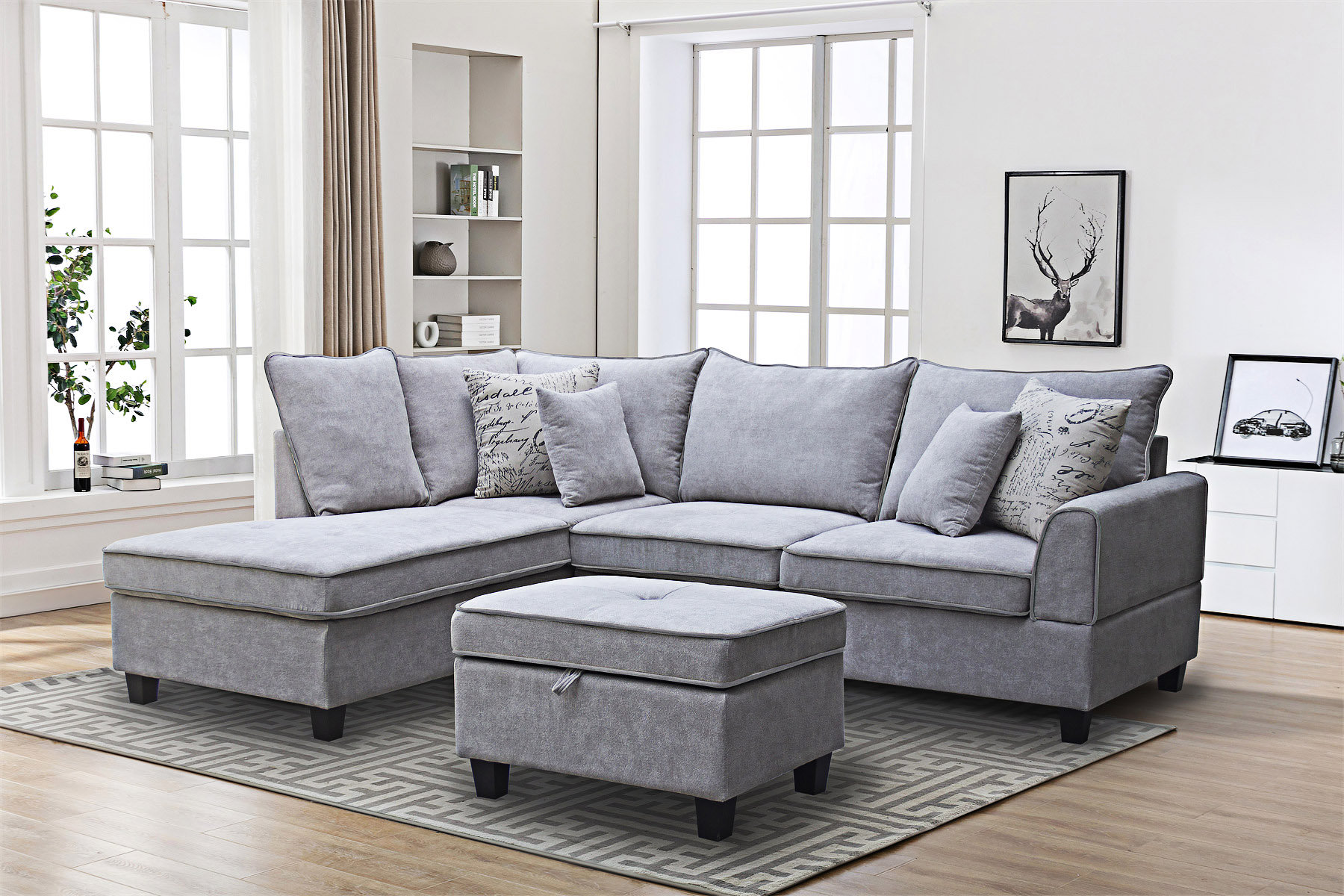 Latitude Run® Sectional Sofa With Left-Facing Chaise And Storage ...