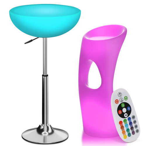 Wrought Studio 2 - Person LED Light Up Bar Stool and Table | Wayfair