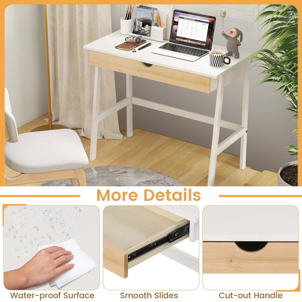 Ebern Designs Computer Desk Wooden Workstation Vanity Table W/ 1 Drawer ...