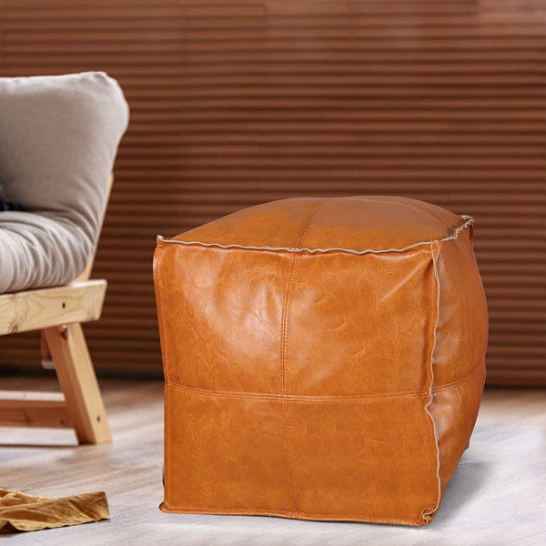 Millwood Pines Cindye Faux Leather Pouf | Wayfair