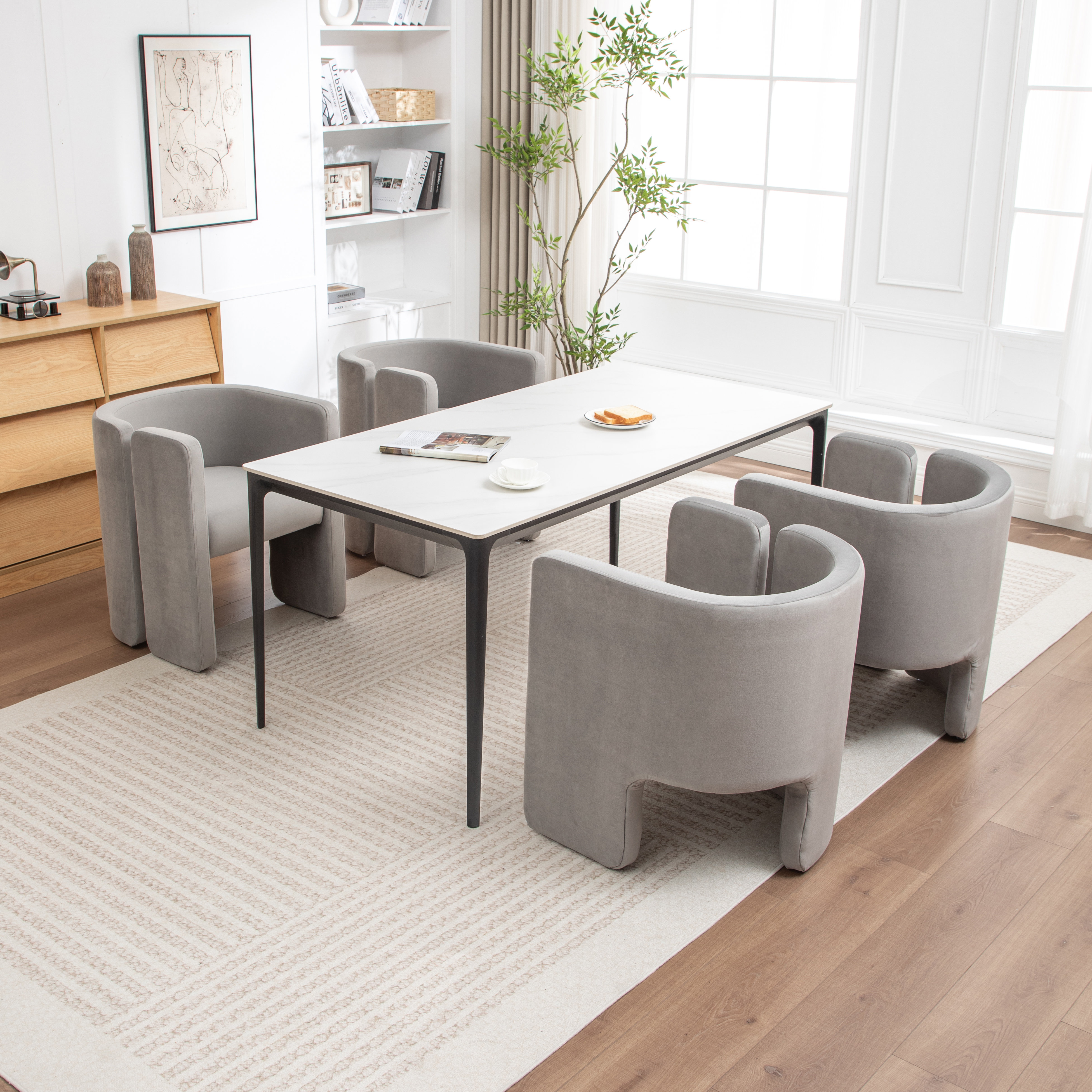 Everly Quinn Modern Upholstered Barrel Dining Chairs | Wayfair