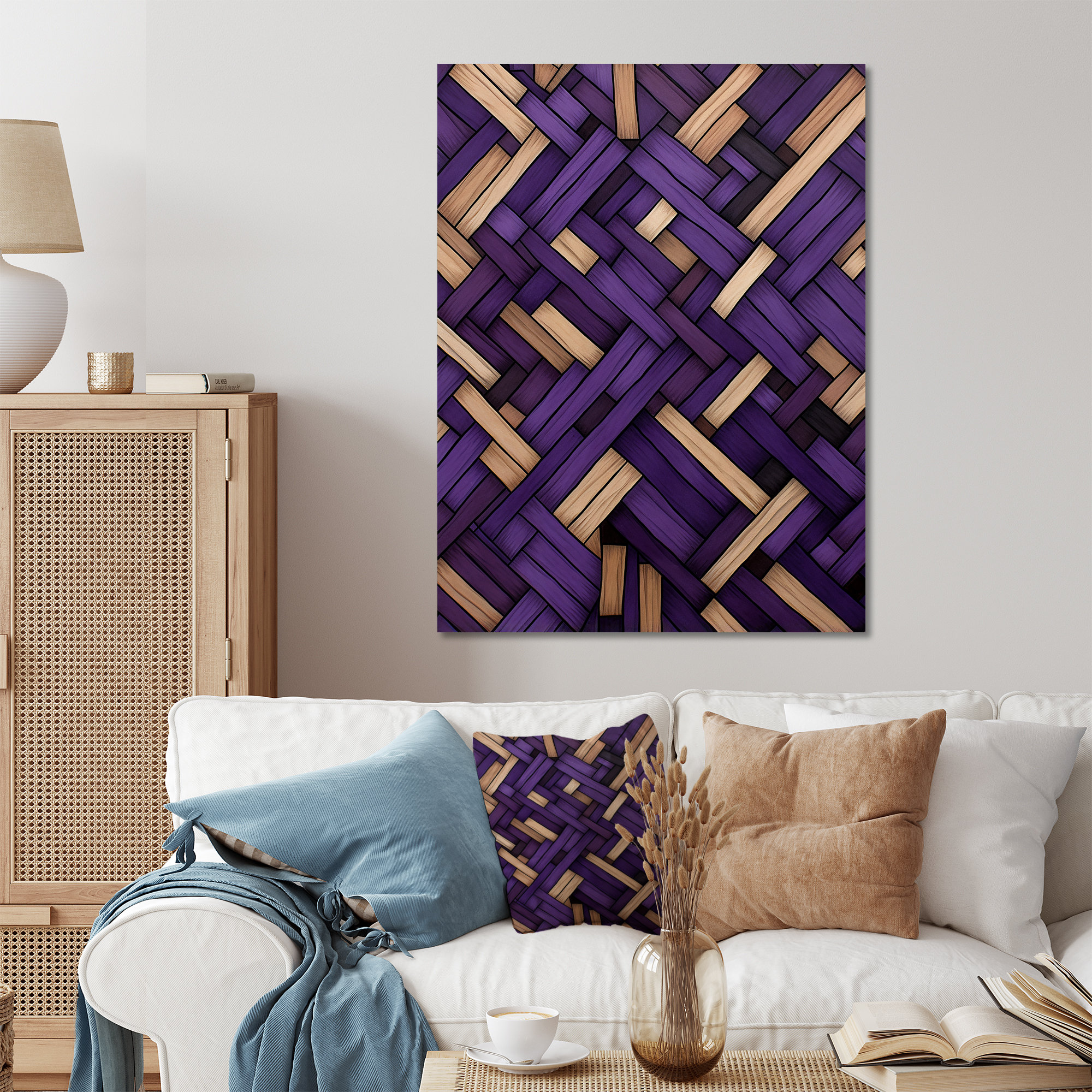 Lark Manor™ Purple And Beige Cubism Abstract Geometric - Geometric ...