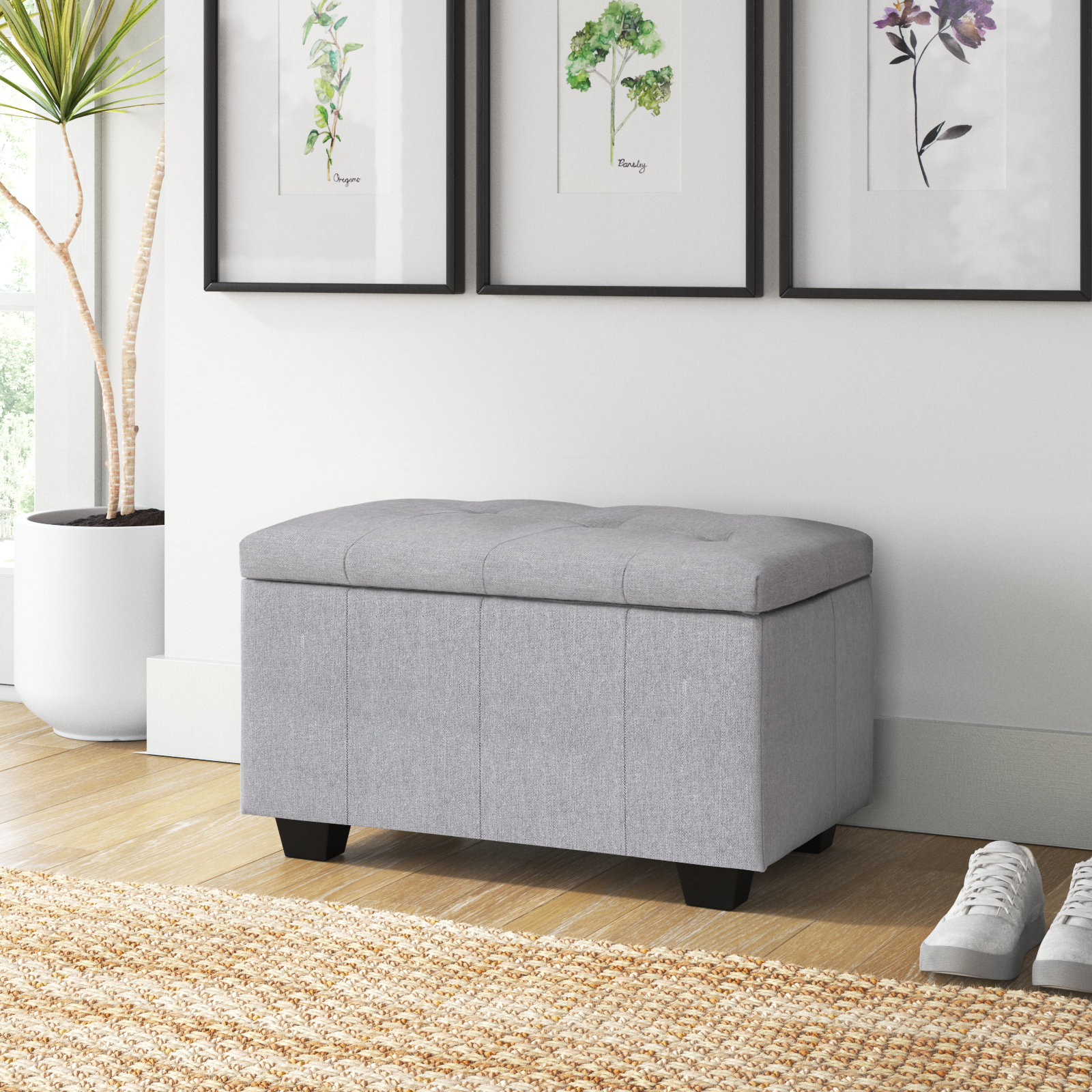 Wade Logan Bacca Fabric Upholstered Storage Bench And Reviews Wayfair