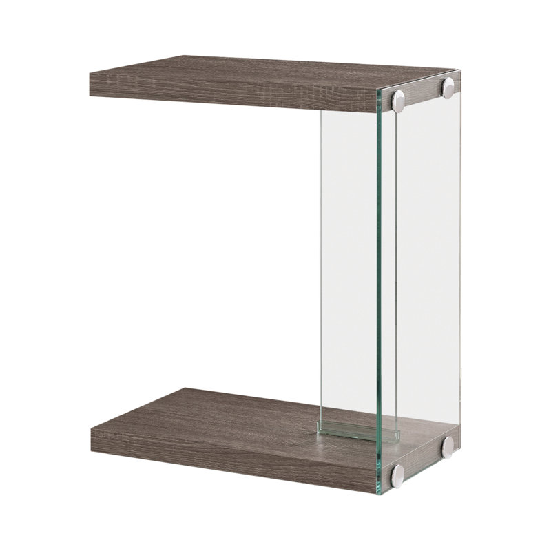 Wrought Studio™ Firminio C Shaped End Table in Weathered Gray and Clear ...
