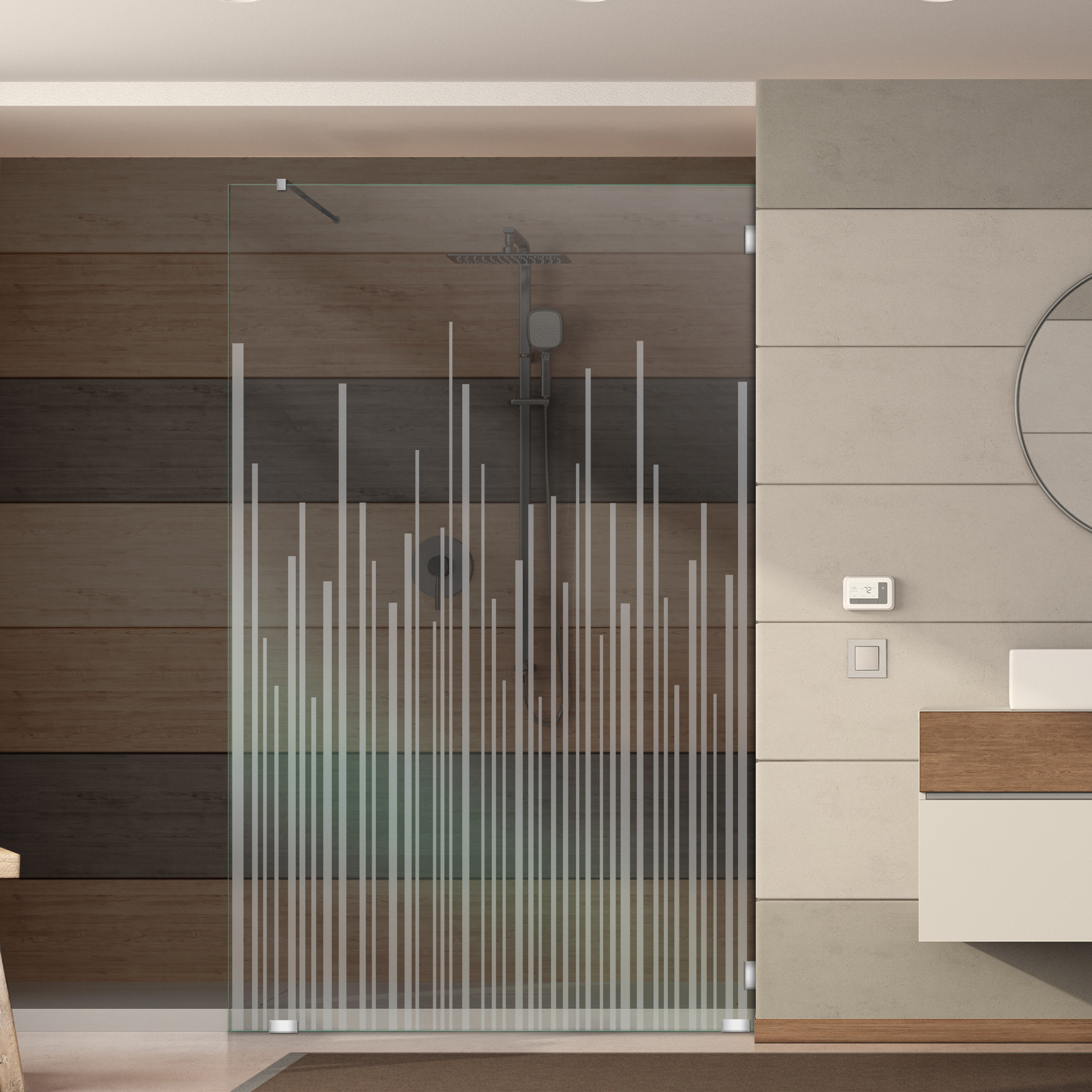 Glass-Door.us 47 In W x 75 In H Frameless Bathroom Glass Divider with ...