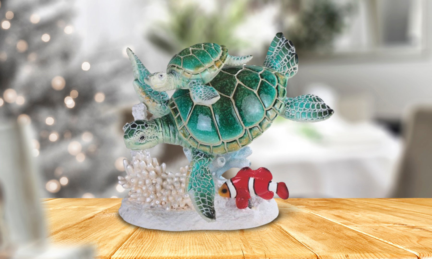 Bayou Breeze 6.5"H Green Sea Turtle and Baby Marine Life Figurine ...