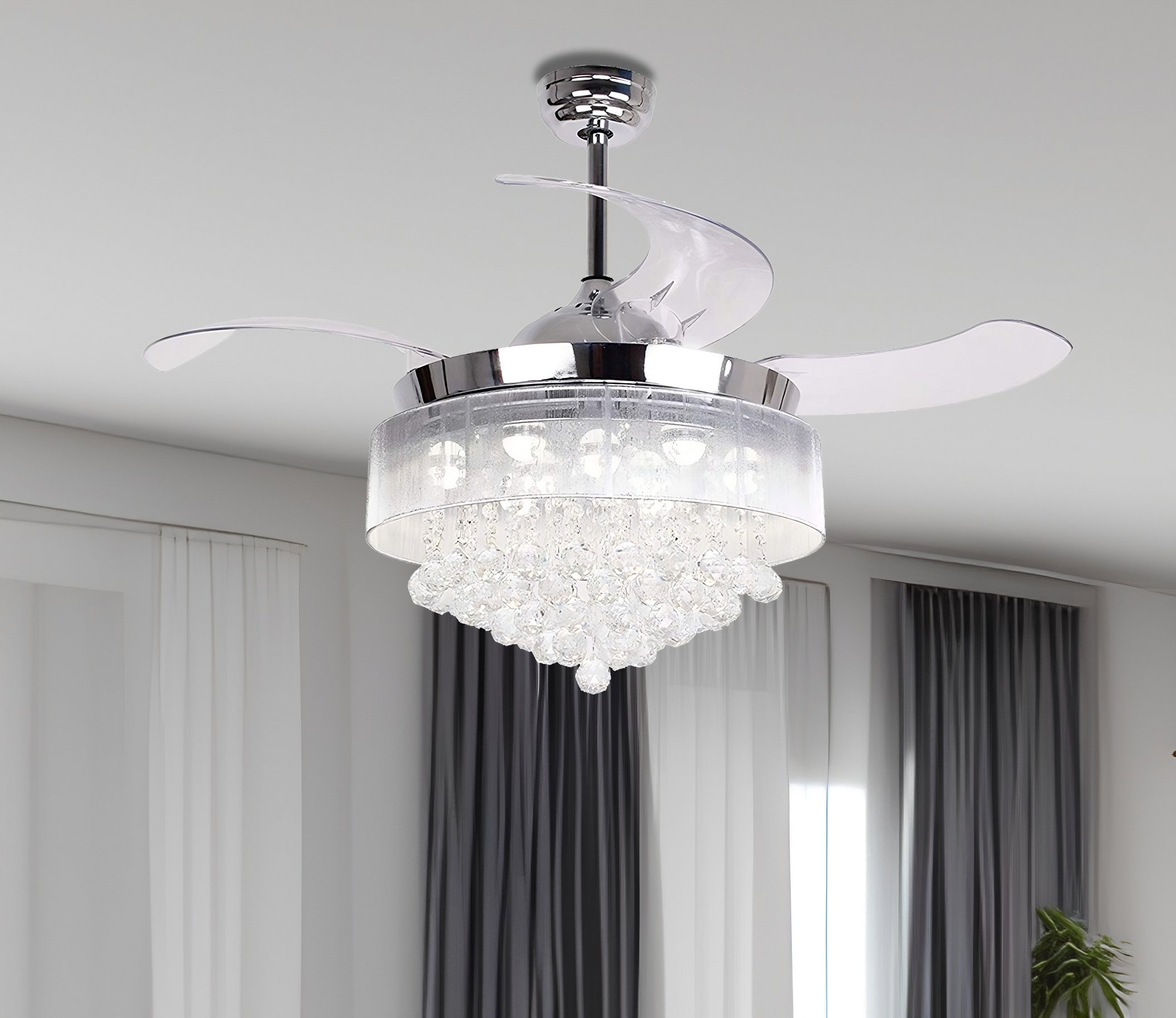 House of Hampton® Gerica 42'' Retractable Glam Ceiling Fan with LED ...