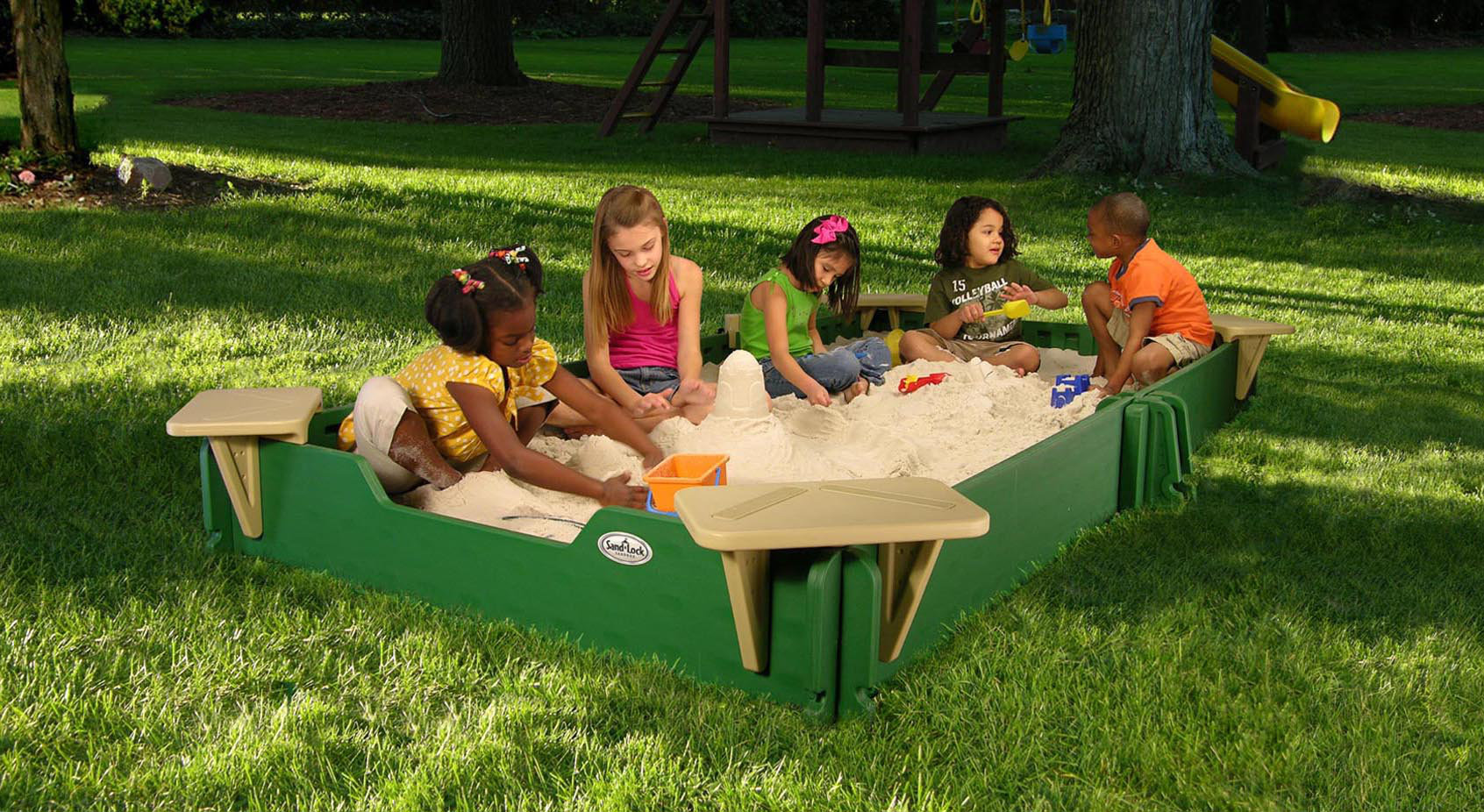 Sandlock Sandboxes 10' Rectangular Sandbox with Cover & Reviews ...