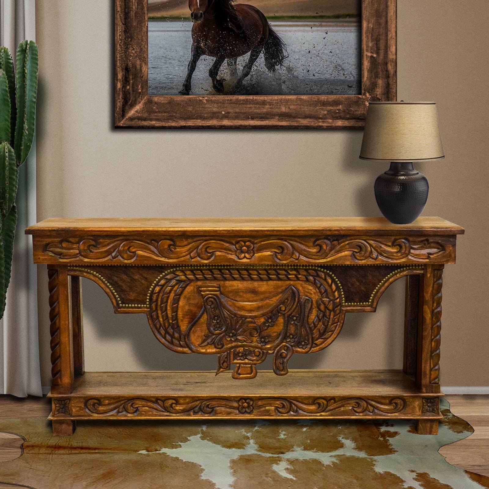 LMT Design Console sculptée en bois massif - Wayfair Canada