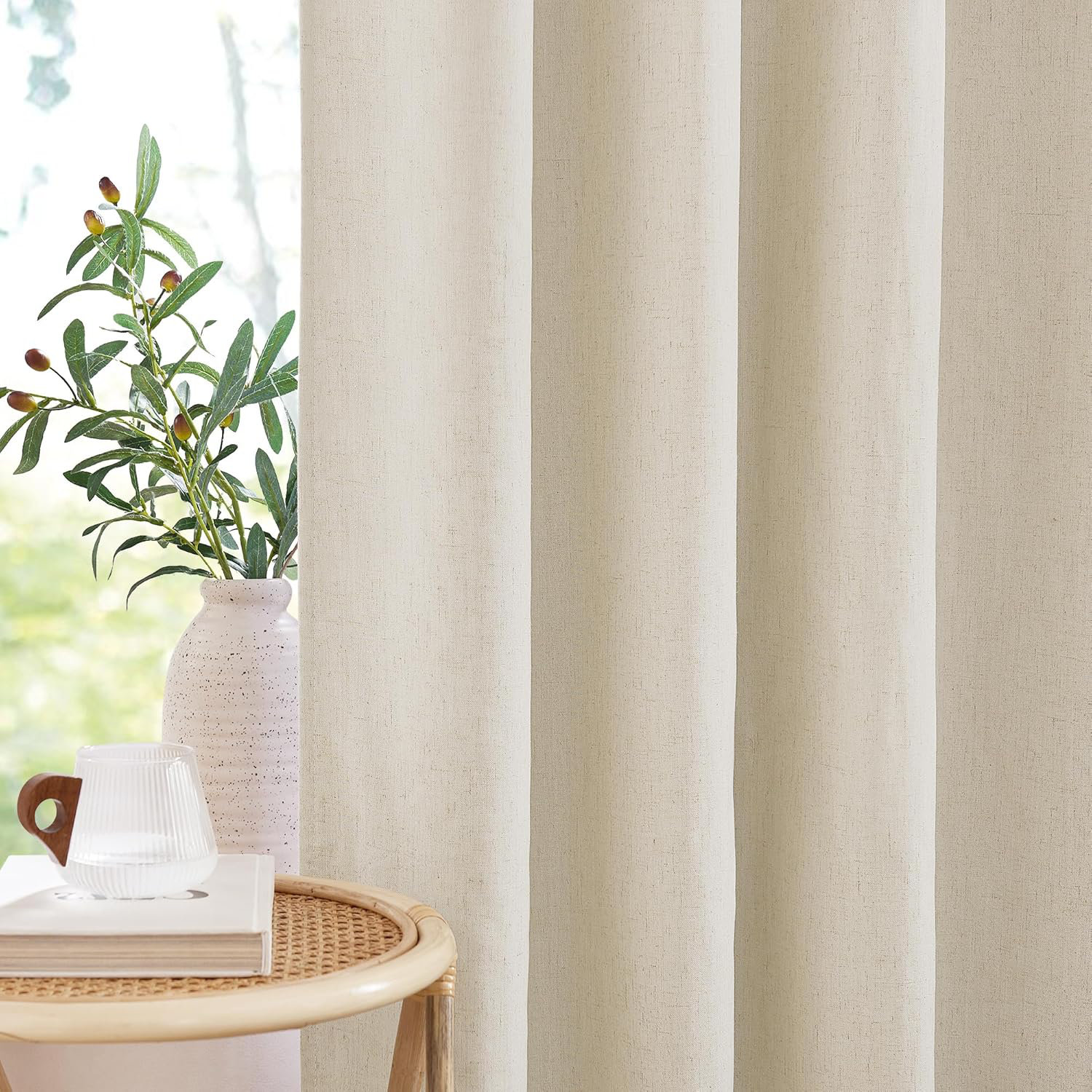 Ebern Designs 100% Absolutely Blackout Linen Curtains with Thermal ...