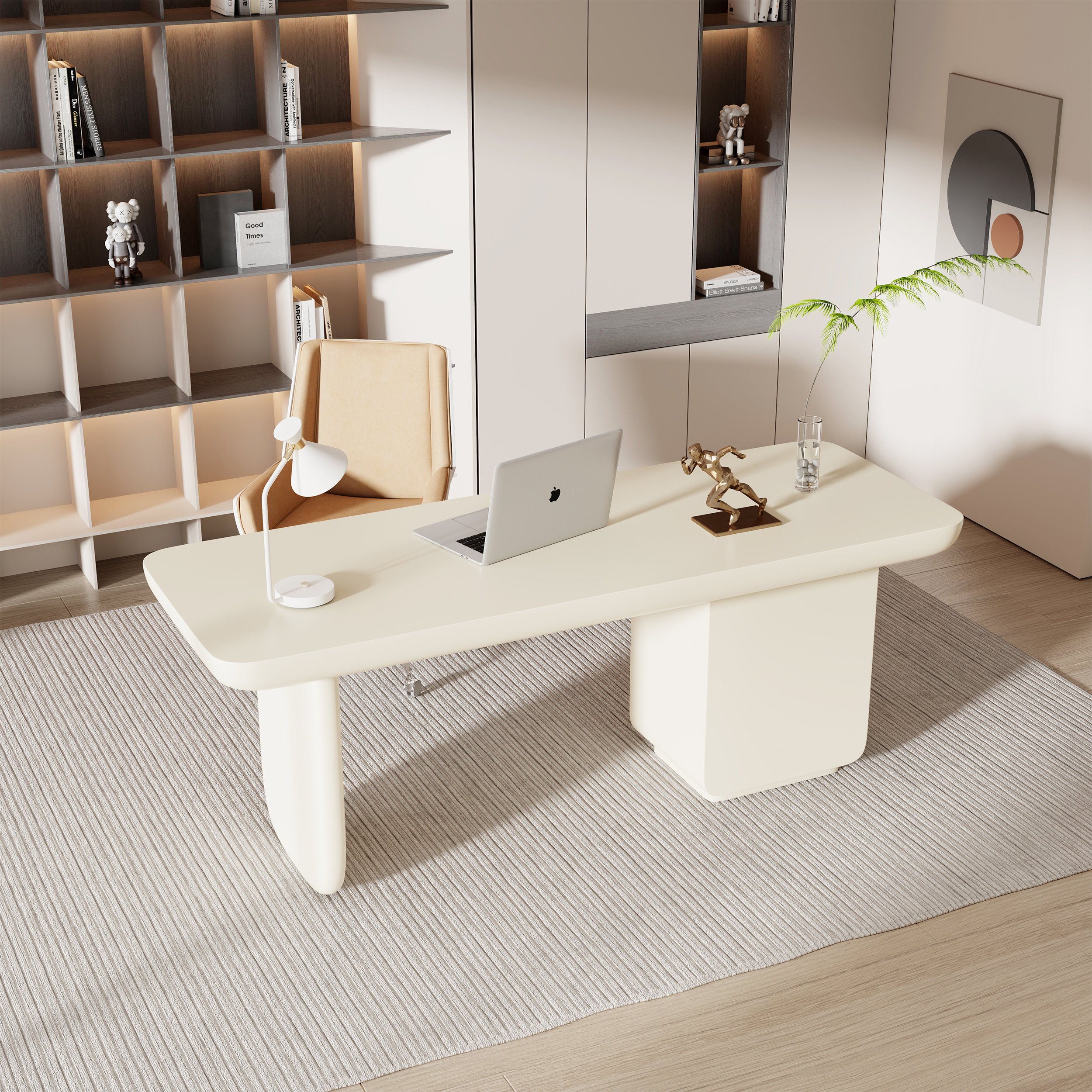 Latitude Run® Modern 70.87" Beige Writing Desk, with 4 Drawers | Wayfair