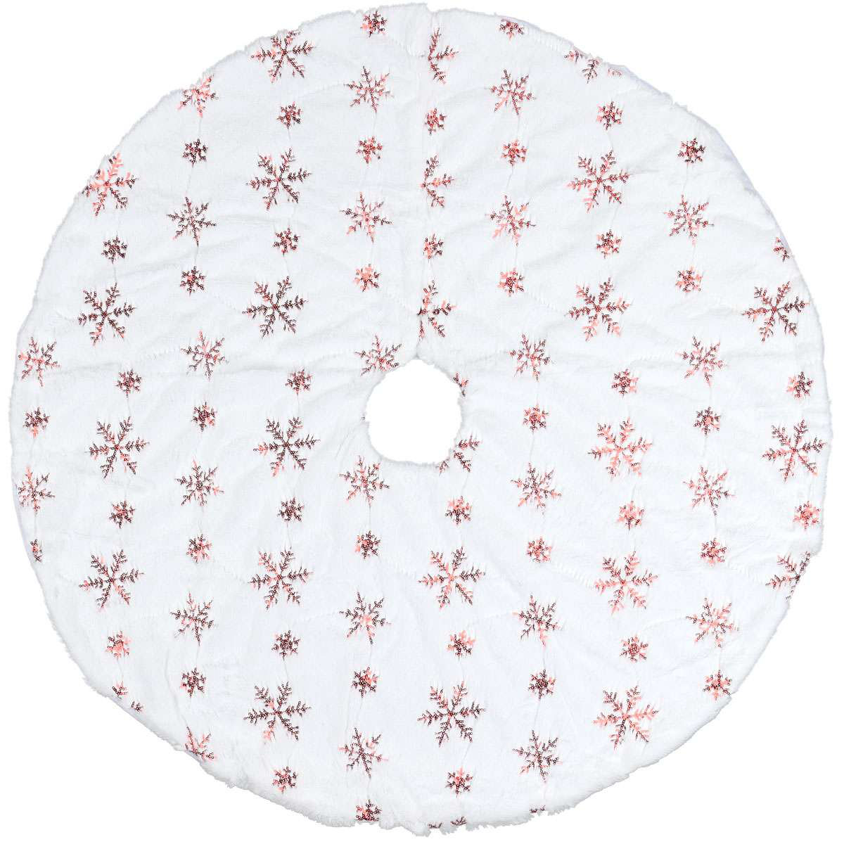 Deago 35.4 Inch Christmas Tree Skirt White Faux Fur Snowflake Tree ...