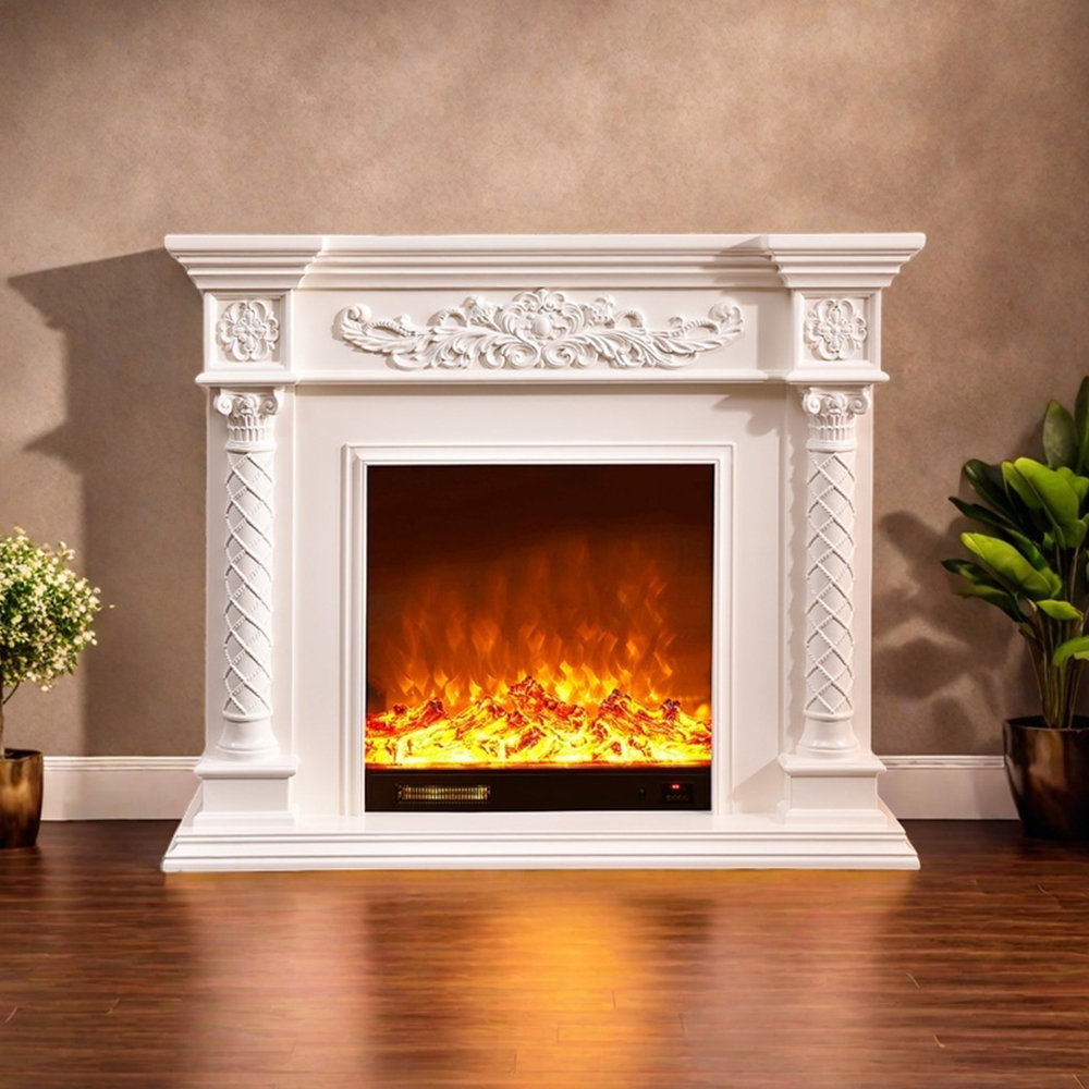 Elegant Home Furnishings.s Elegant carved Roman column fireplace ...