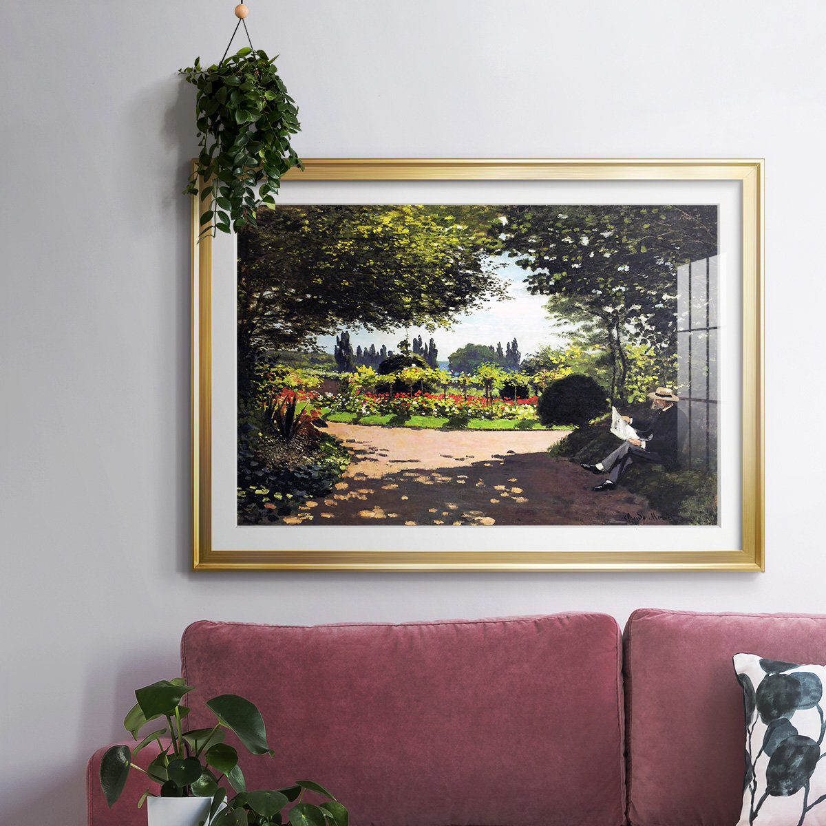 Vault W Artwork Adolphe Monet Reading in the Garden, 1866-FramedFramed ...