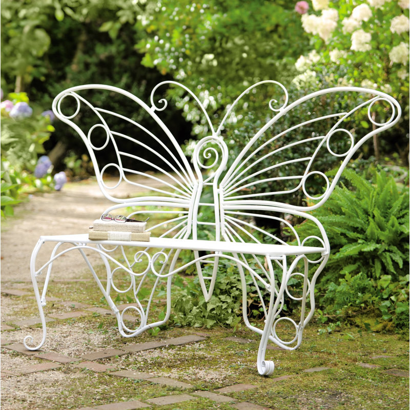 Plow & Hearth Metal Butterfly Garden Bench & Reviews | Wayfair