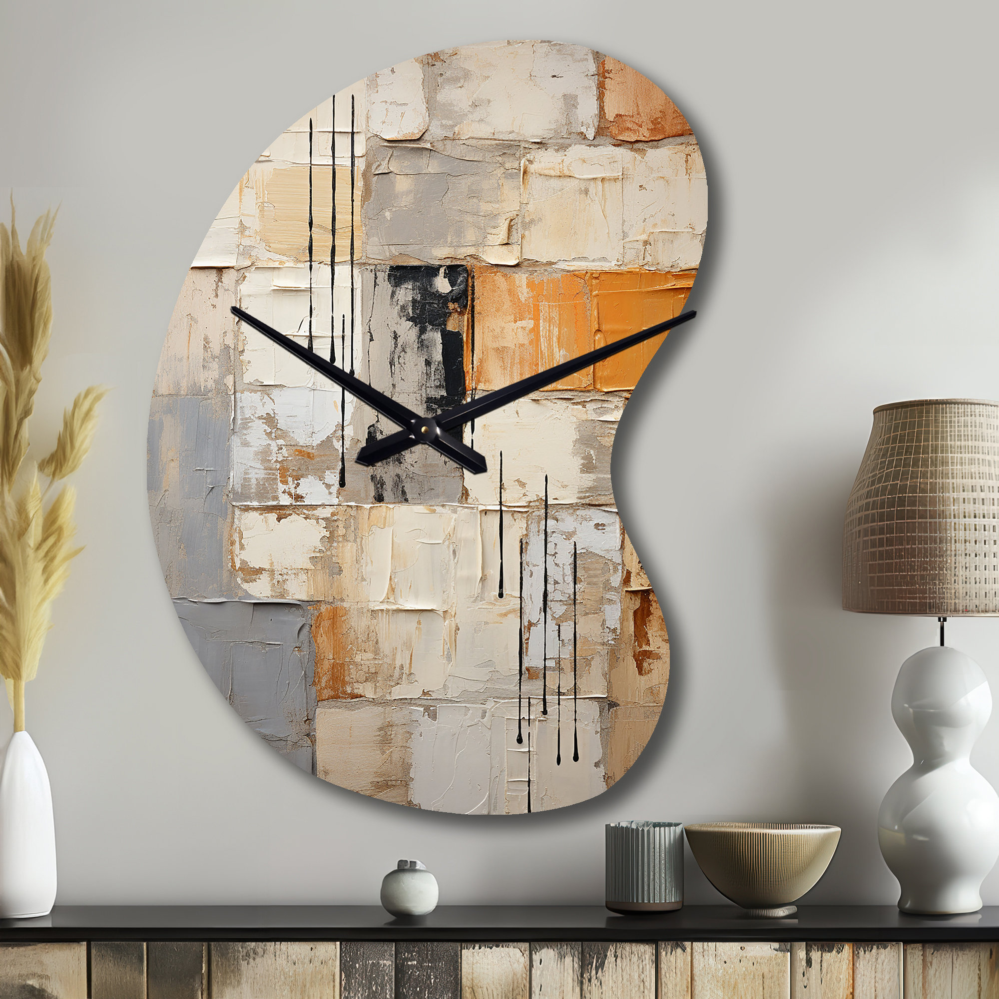 Design Art Abstraction I - Boom Shape Yellow Wall Clock - Unique Shape ...