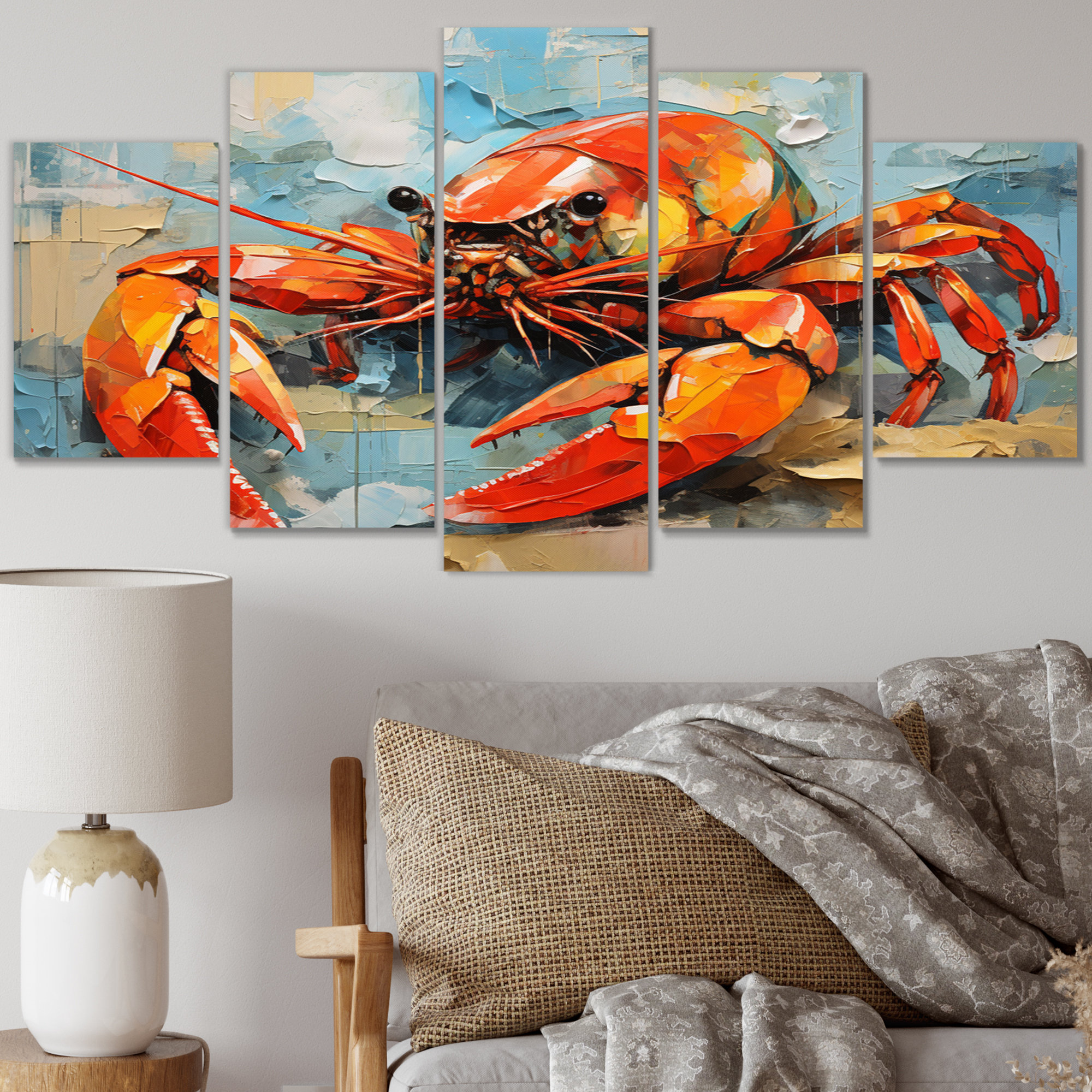 Design Art Crayfish Creek Dweller Collage - Animals Metal Wall Art ...