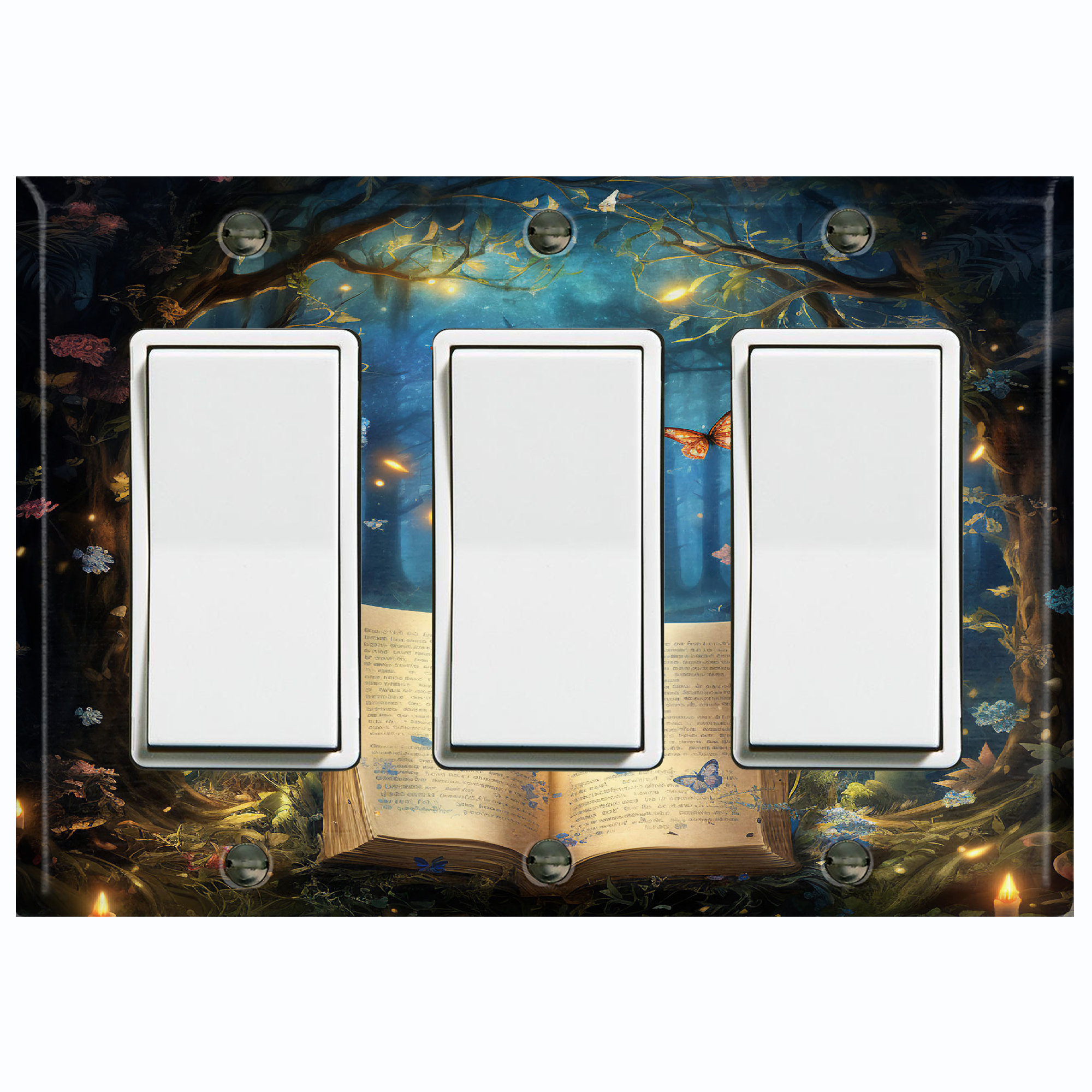 WorldAcc Nature Themed Magical Ancient Book Forest Butterfly 3-Gang ...