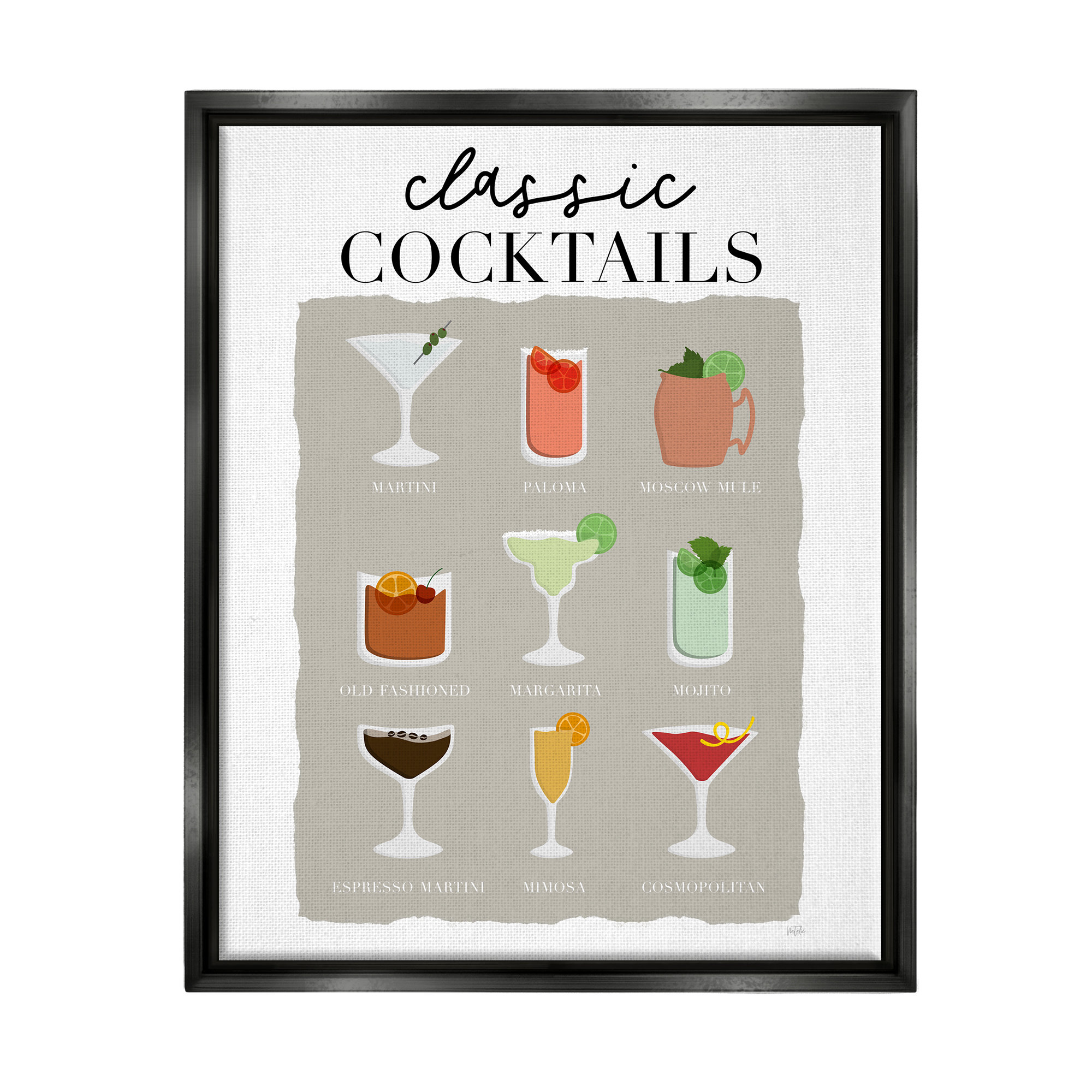 Trinx Classic Cocktails Chart Framed On Canvas by Natalie Carpentieri ...