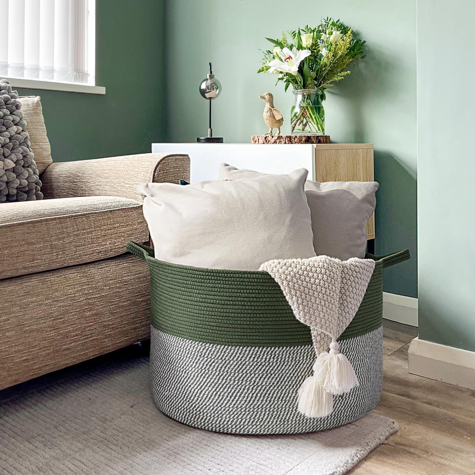 Rosecliff Heights Large Laundry Basket Woven Baskets for Living Room ...