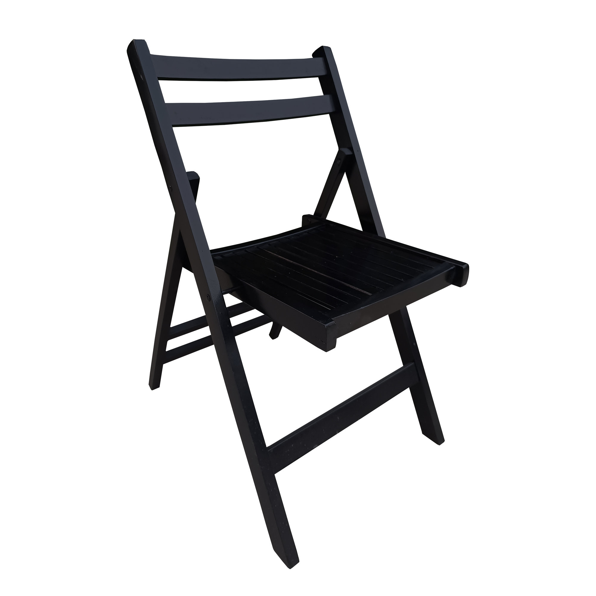 Ebern Designs Slatted Wood Folding Event Chairs - Black, Set Of 4 ...