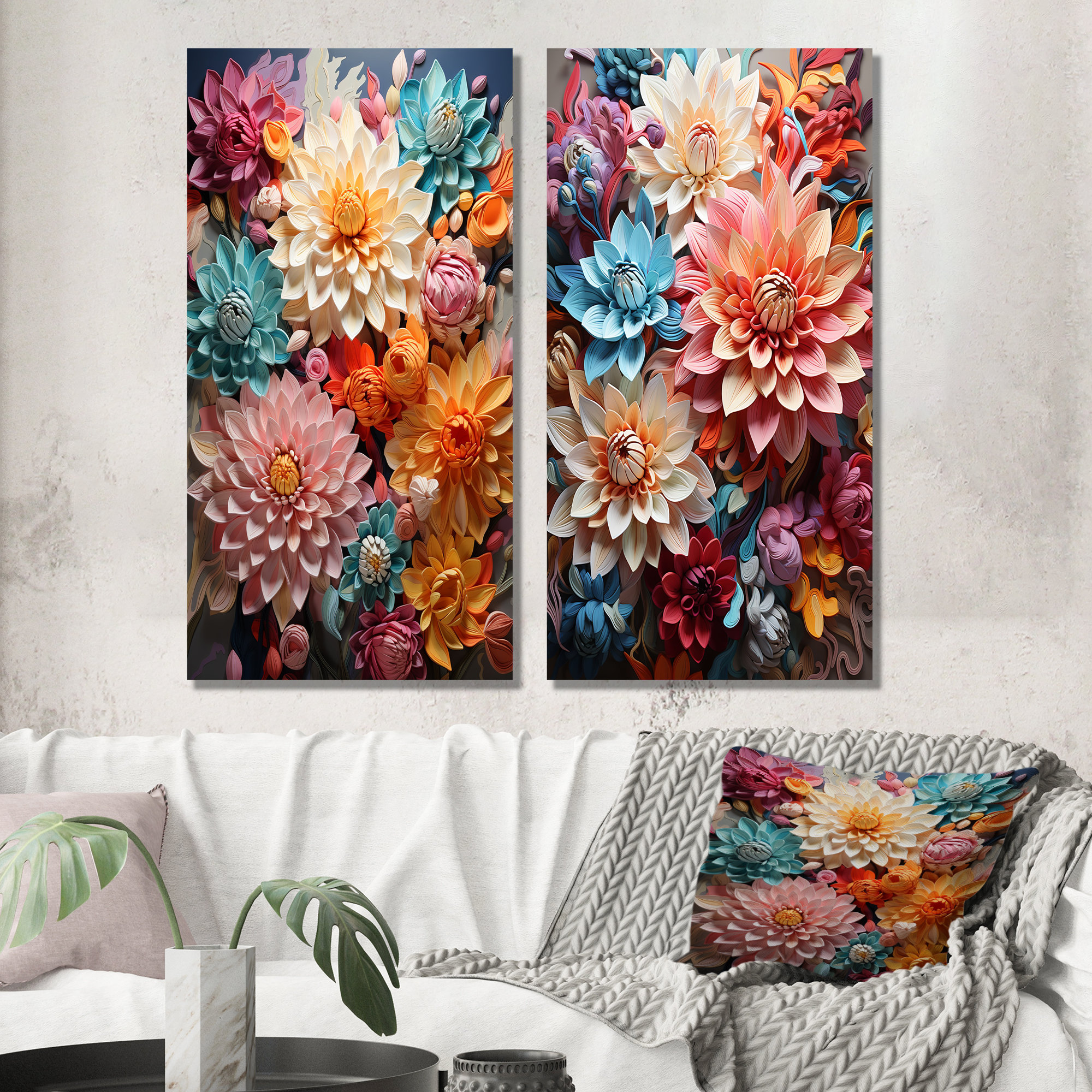 Dakota Fields Mums Intertwine Burst Of Color - Mums Metal Art Print Set ...