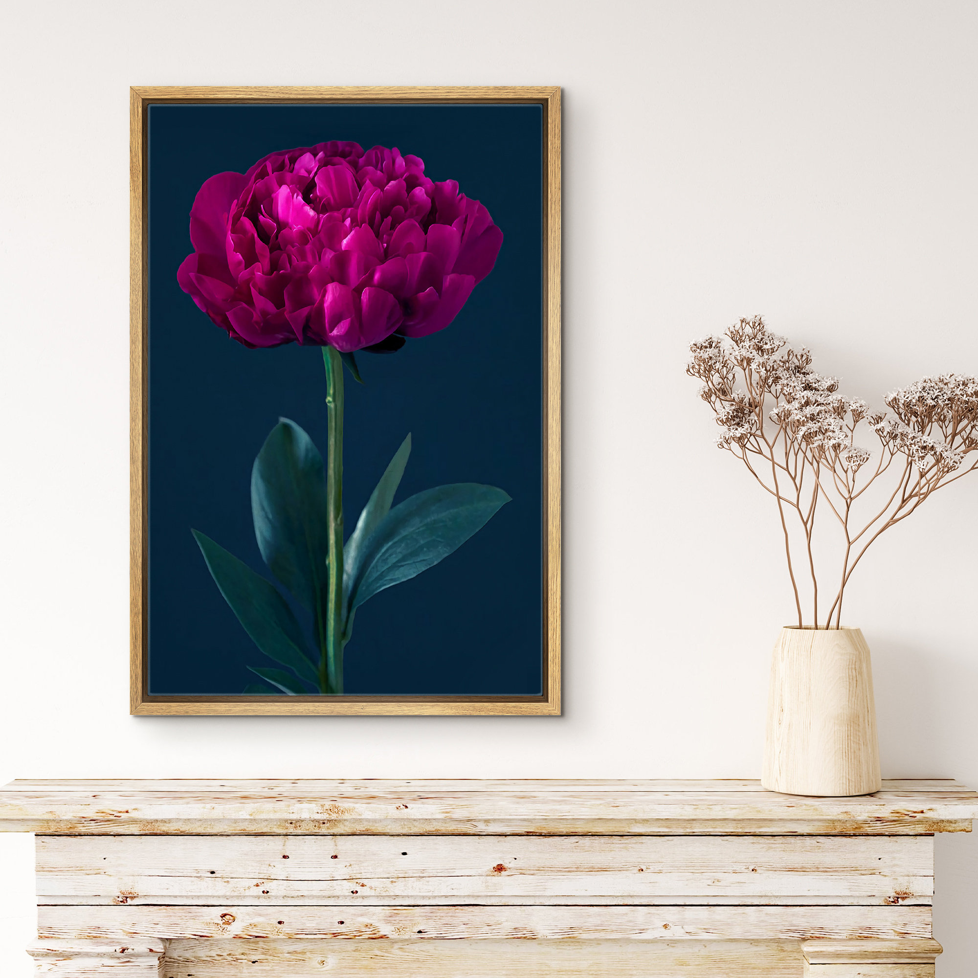 IDEA4WALL Flower Blossom IDEA4WALL Framed Canvas Print Wall Art Ful ...