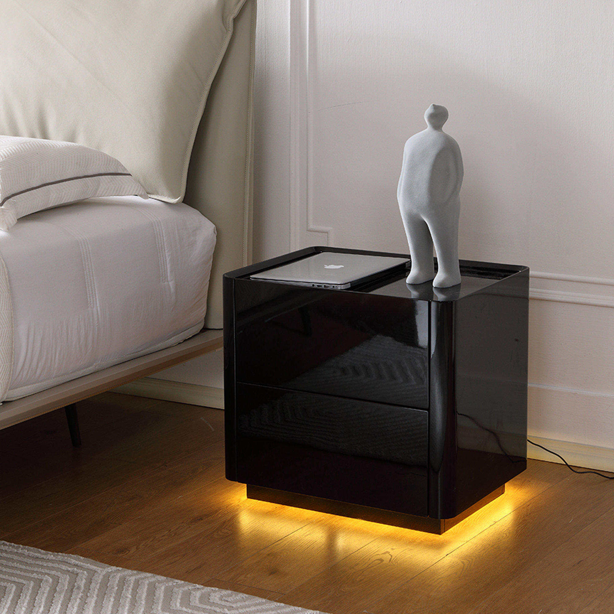 Orren Ellis Morfou Wooden Nightstand with LED Light - Wayfair Canada