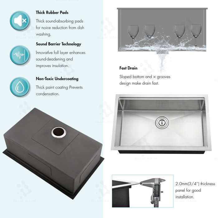 Attop 30'' L X 19'' W Single Bowl Stainless Steel Undermount Kitchen ...