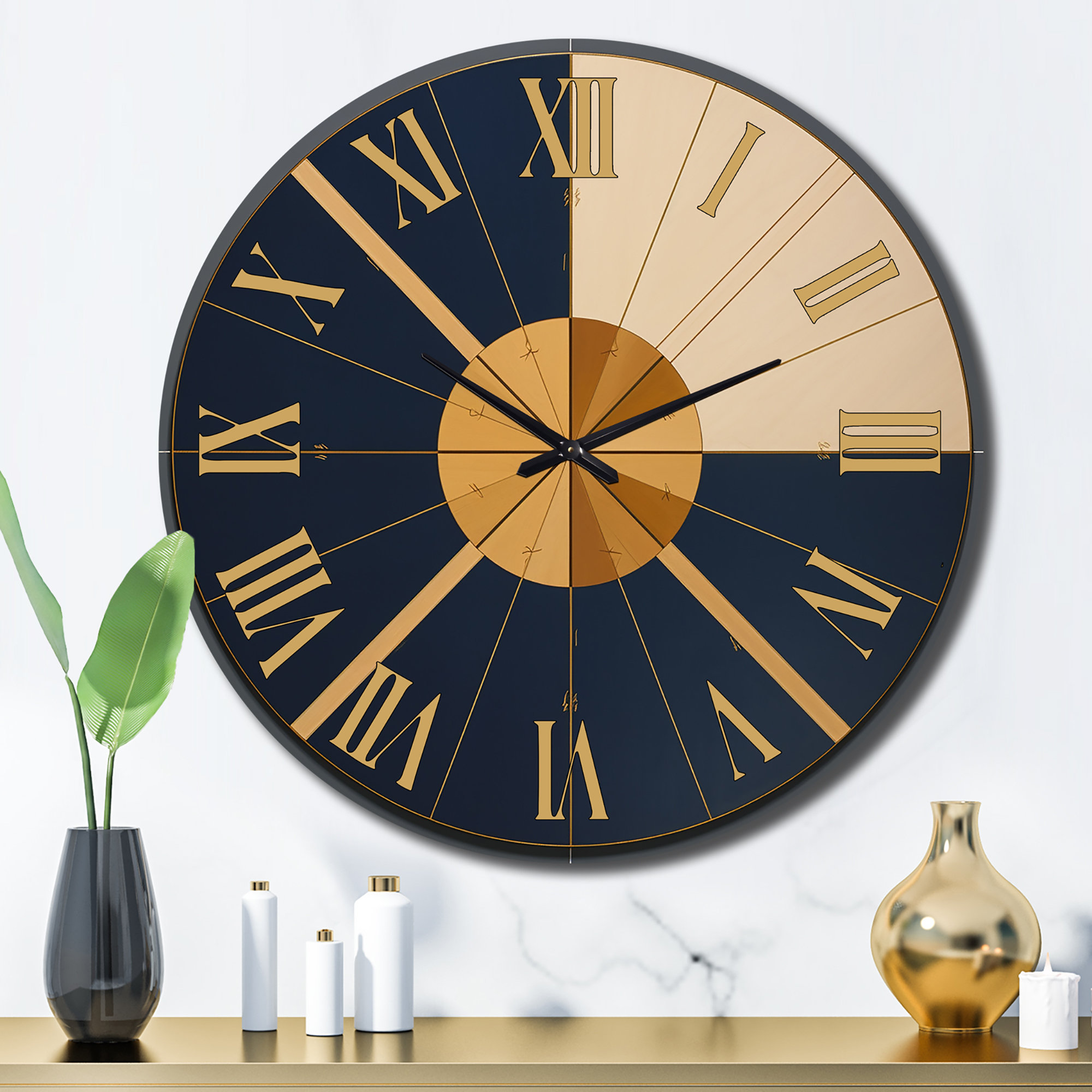 Design Art Minimal Sacred Geometry in Deep Blue and Gold - Modern ...